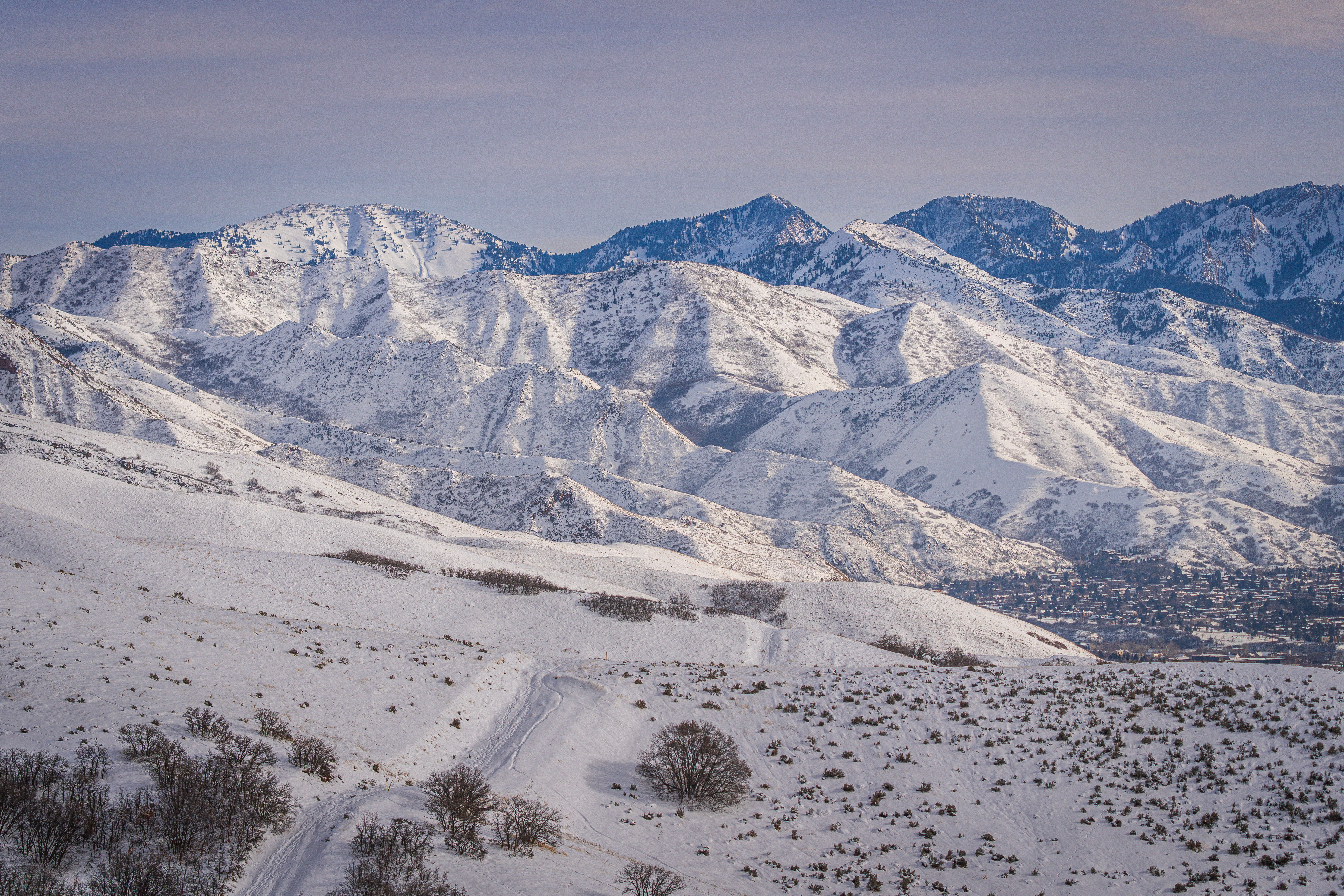 Mountain Valley Covered with Snow · Free Stock Photo