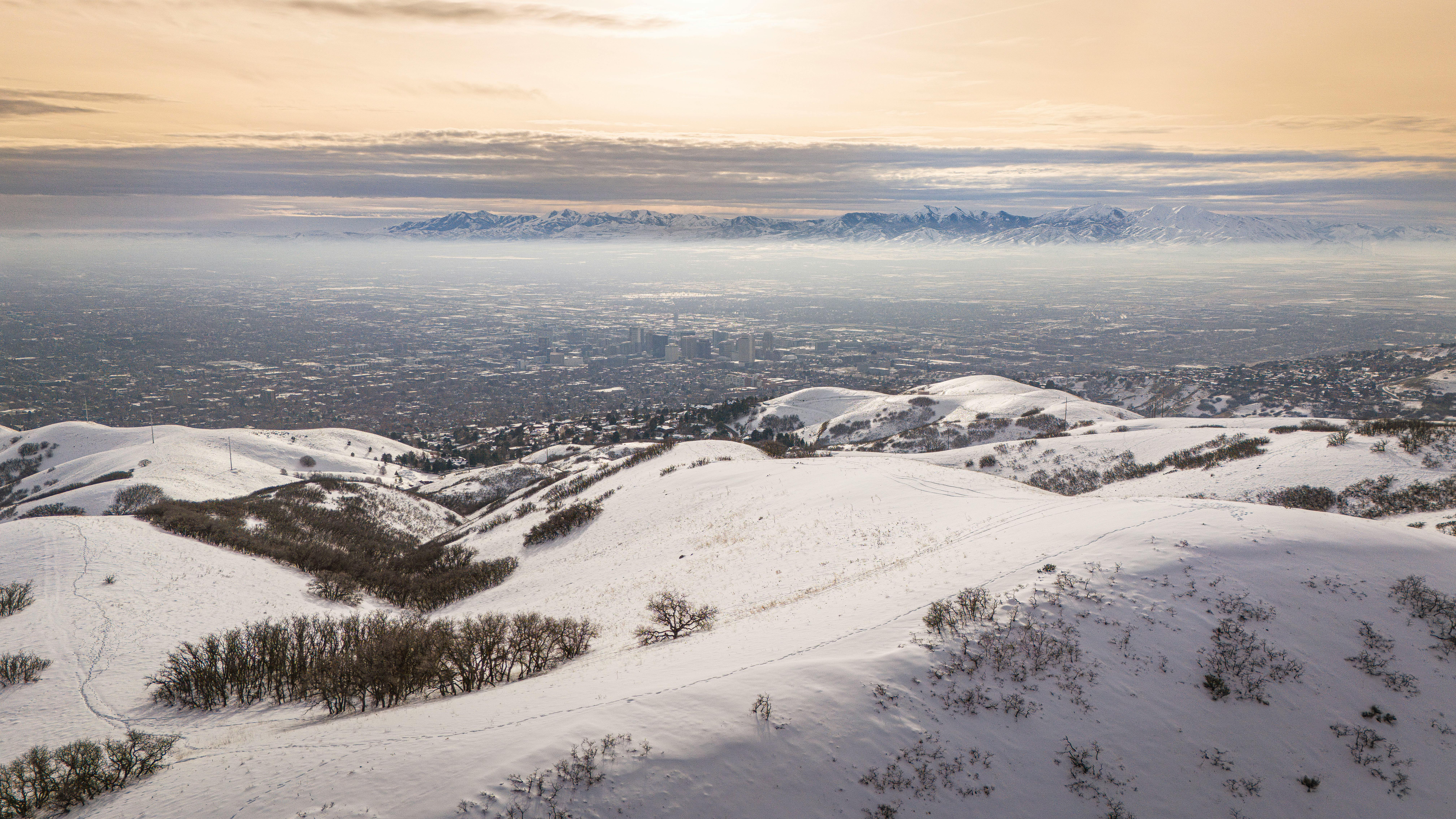 Snow on Hills at Sunset · Free Stock Photo
