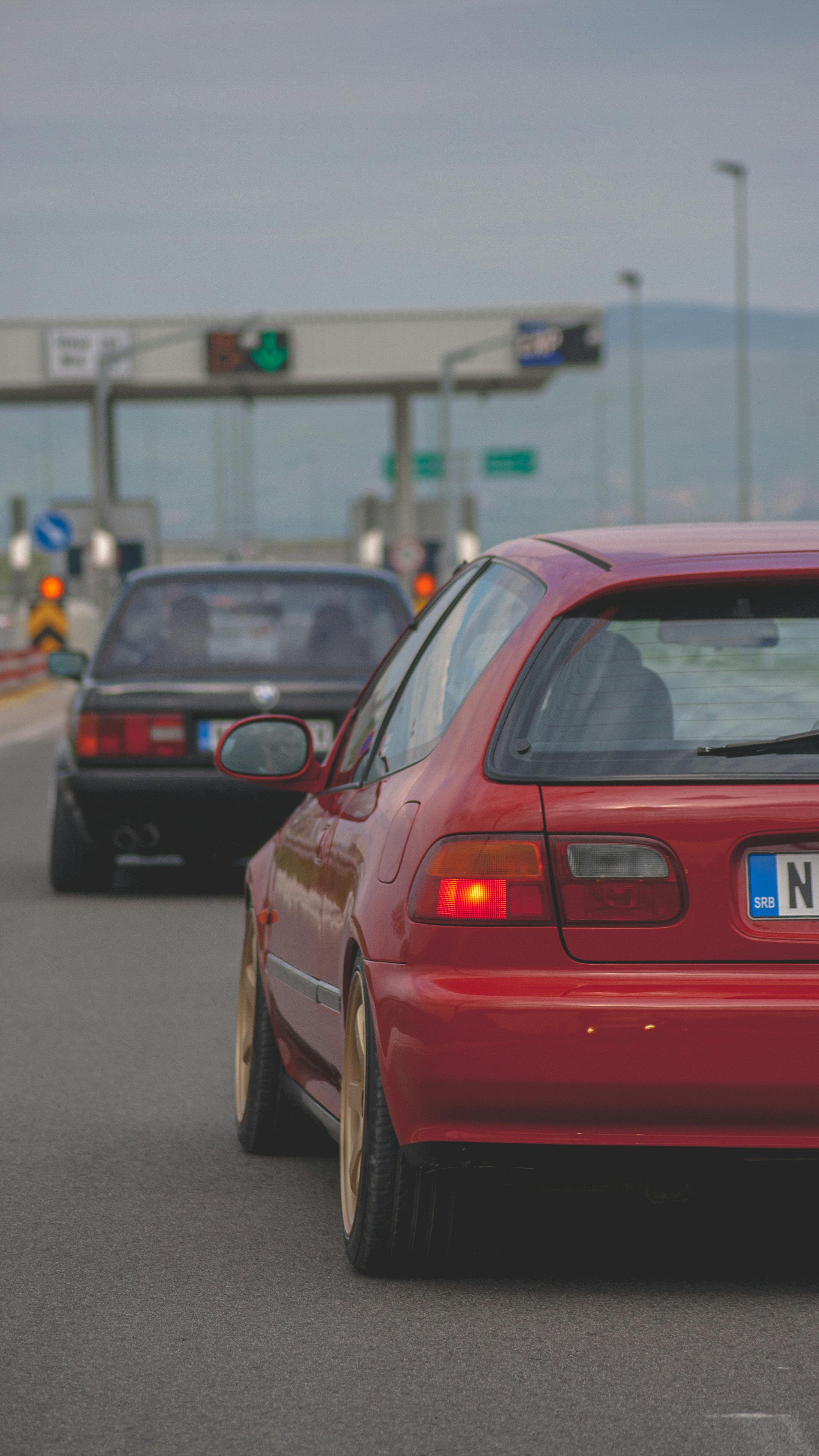 Red Honda Civic on Highway · Free Stock Photo