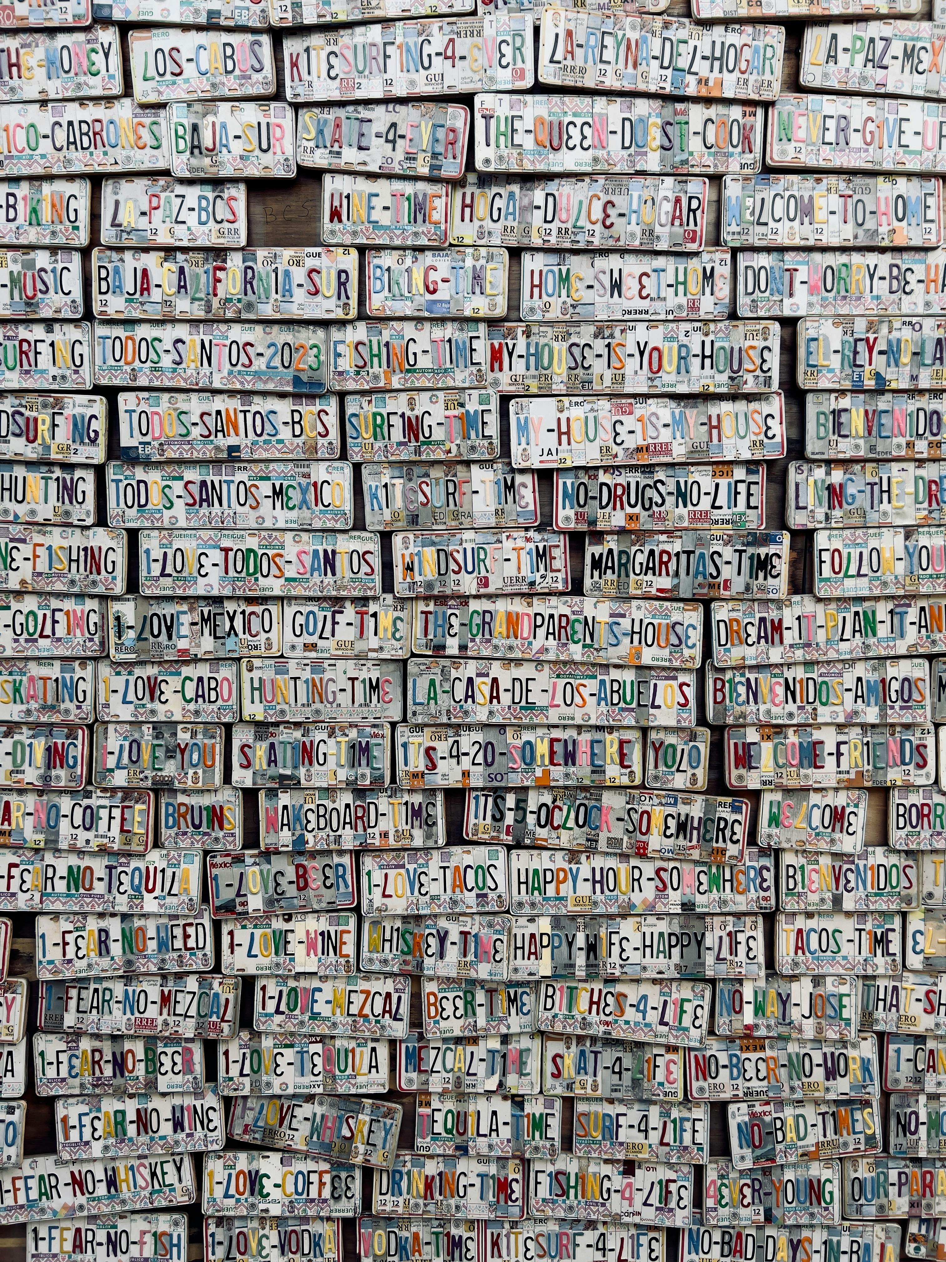 Colorful License Plates with Texts · Free Stock Photo