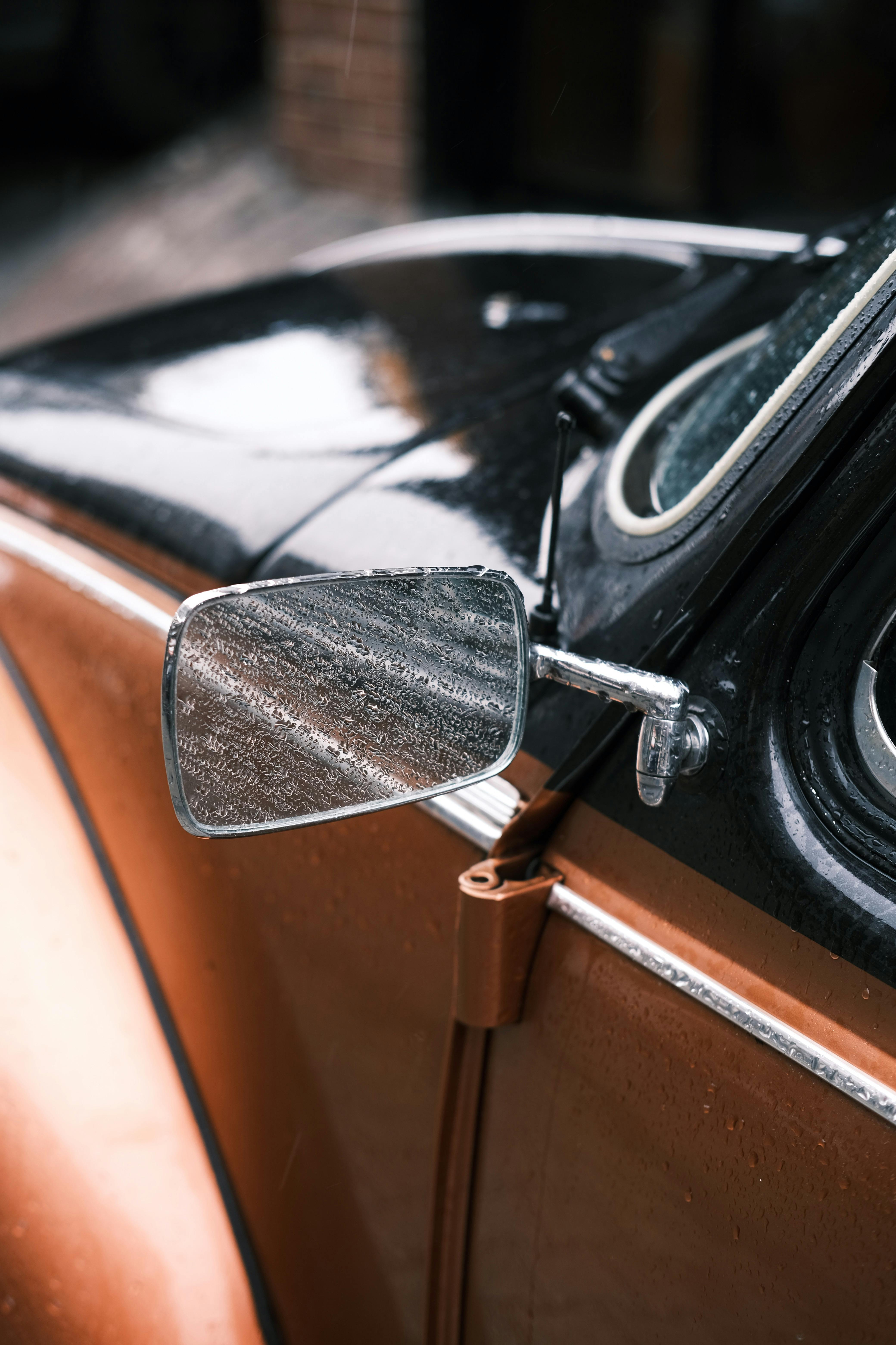 Side Mirror of Classic Volkswagen Beetle Wet from Rain · Free Stock Photo
