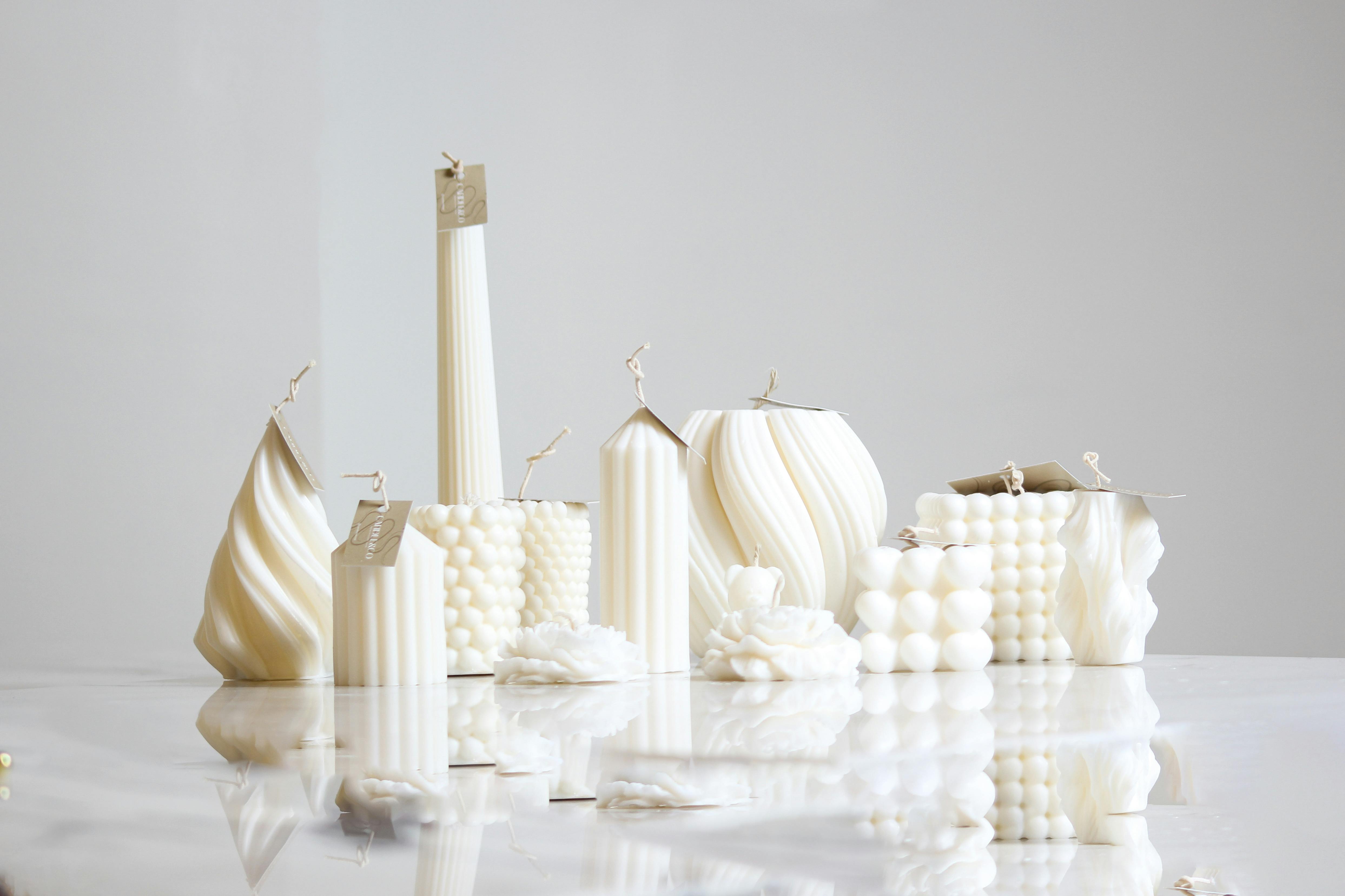 Assortment of White Decorative Candles · Free Stock Photo