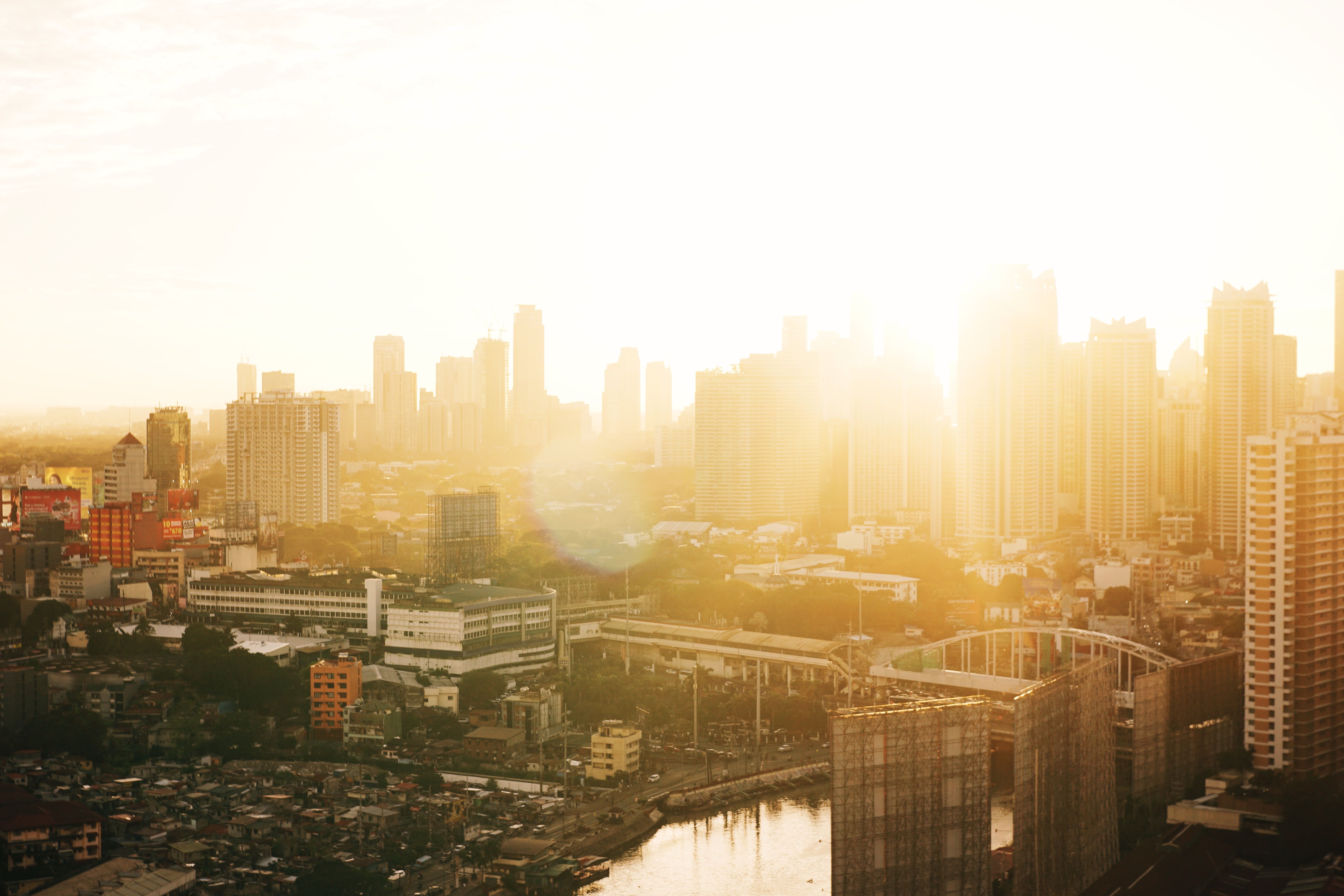 Bird's Eye View of City During Sunset · Free Stock Photo
