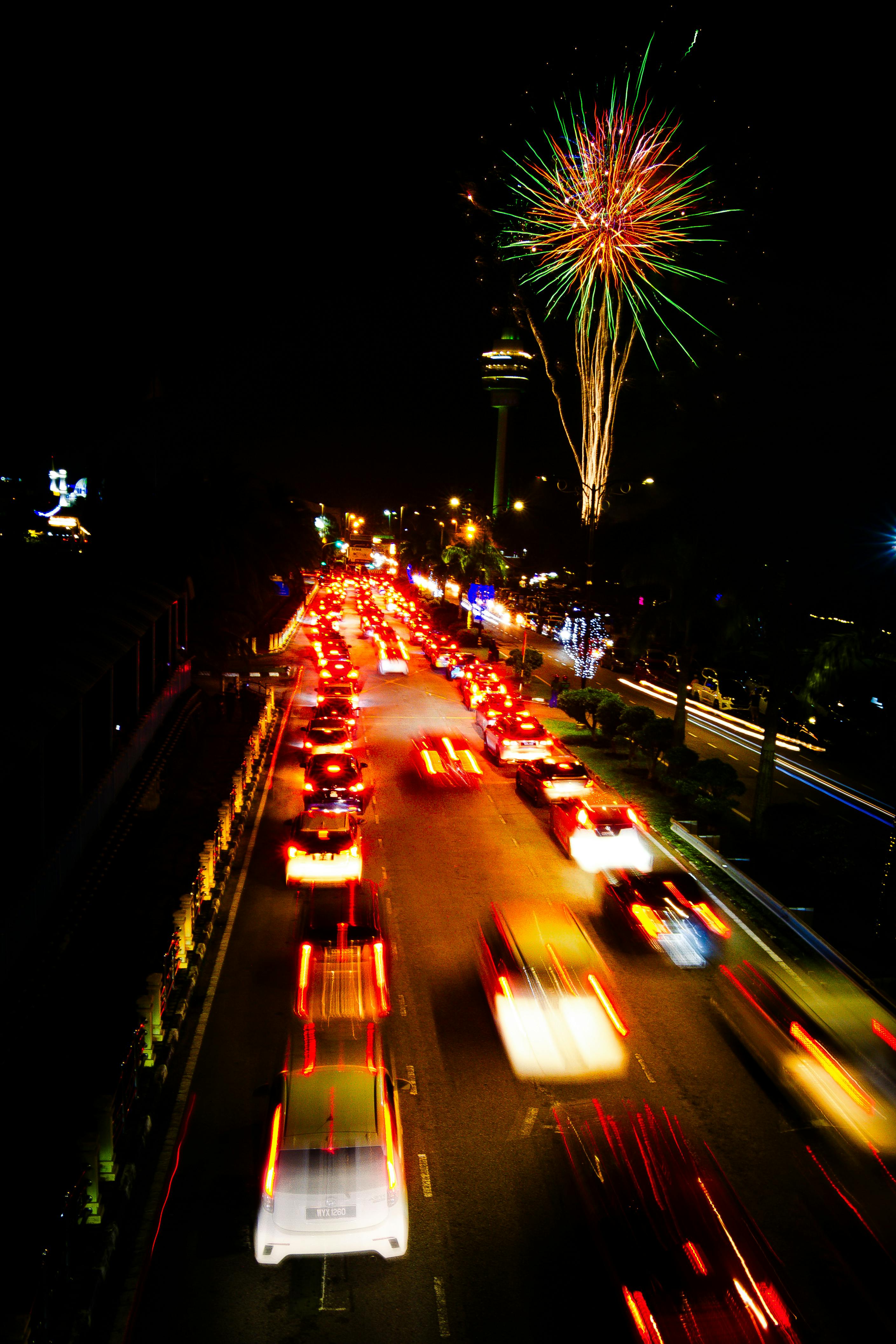 Fireworks over City at Night · Free Stock Photo
