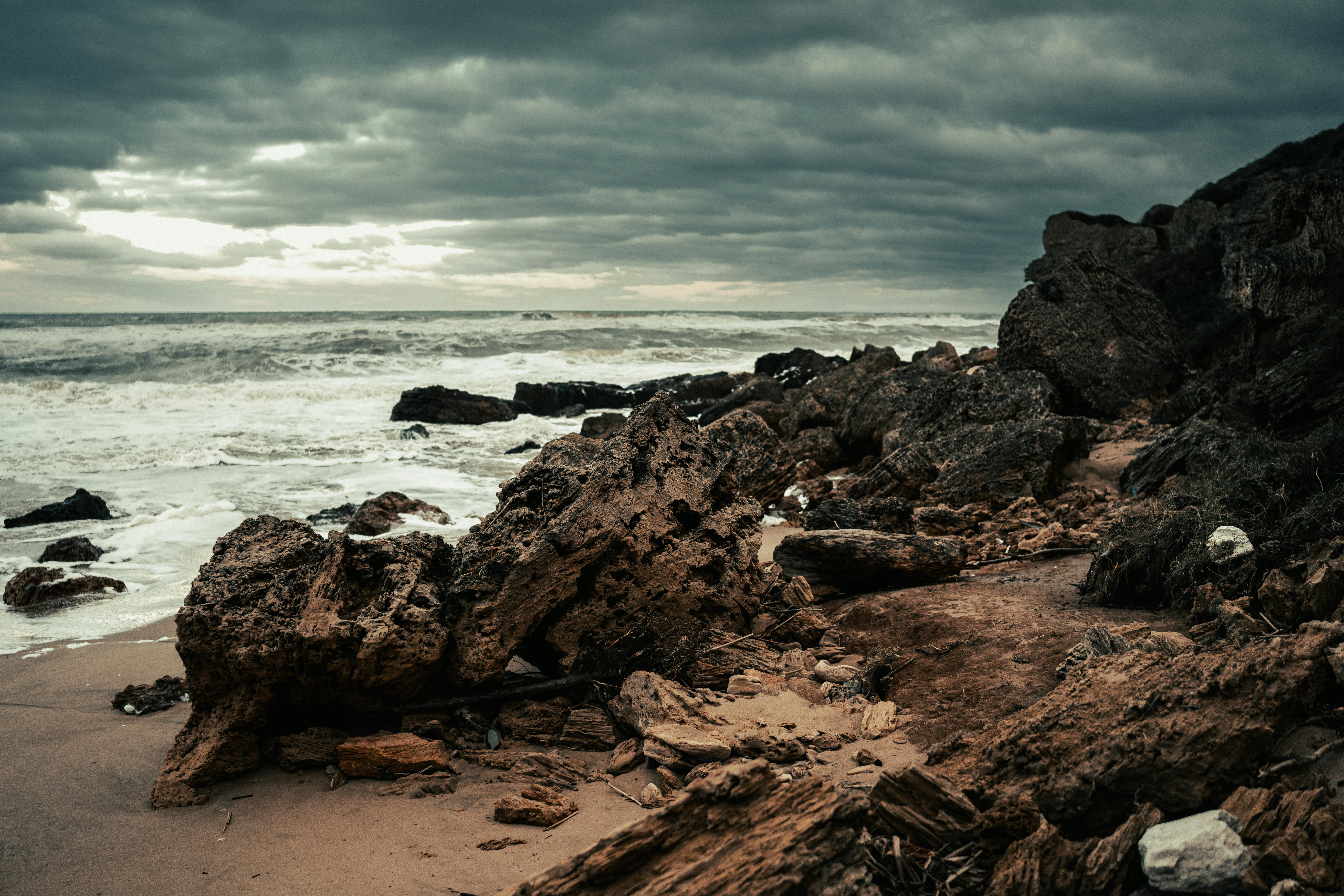 Barren Rocks on Sea Shore · Free Stock Photo