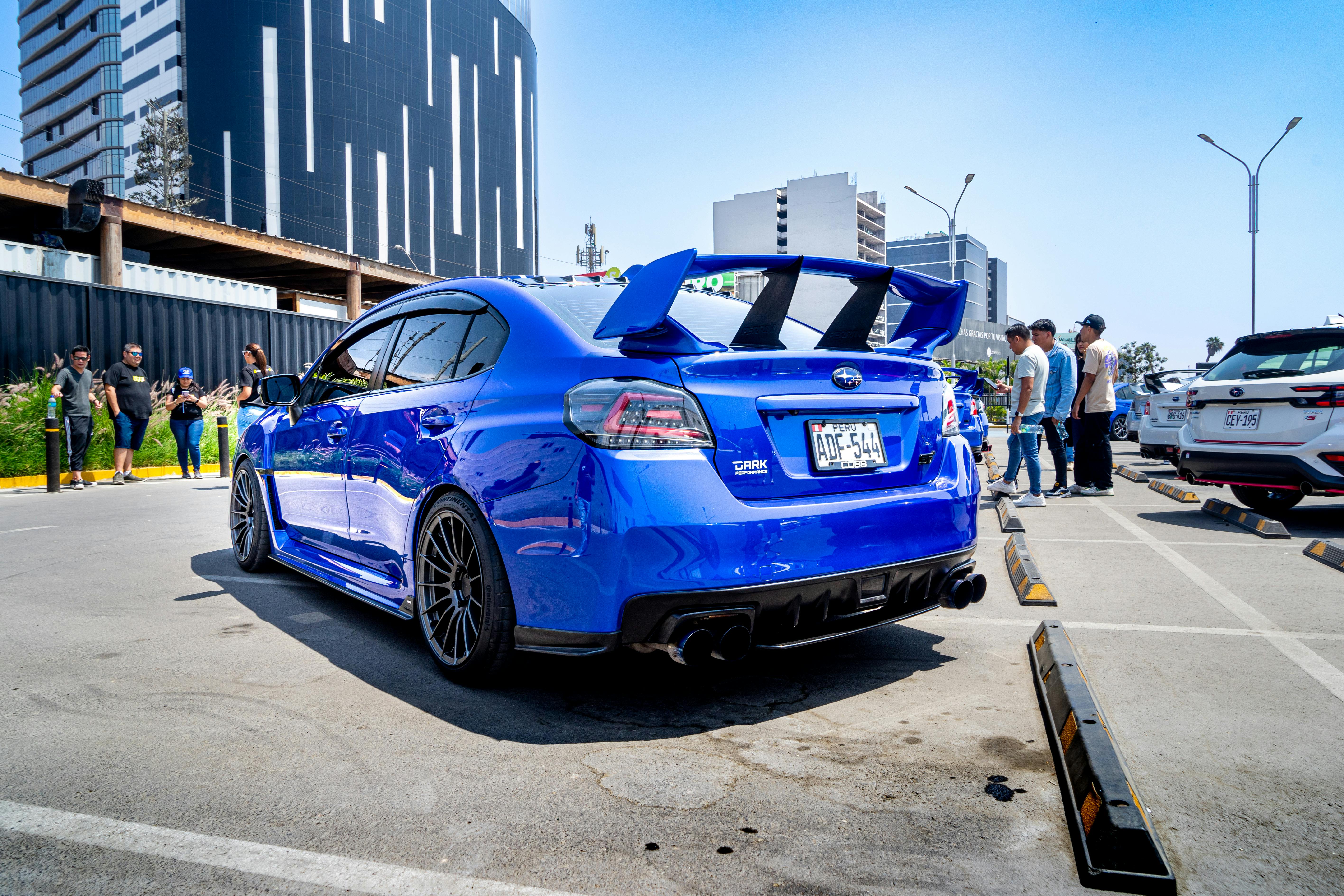 Back View of Blue Subaru WRX with Spoiler · Free Stock Photo