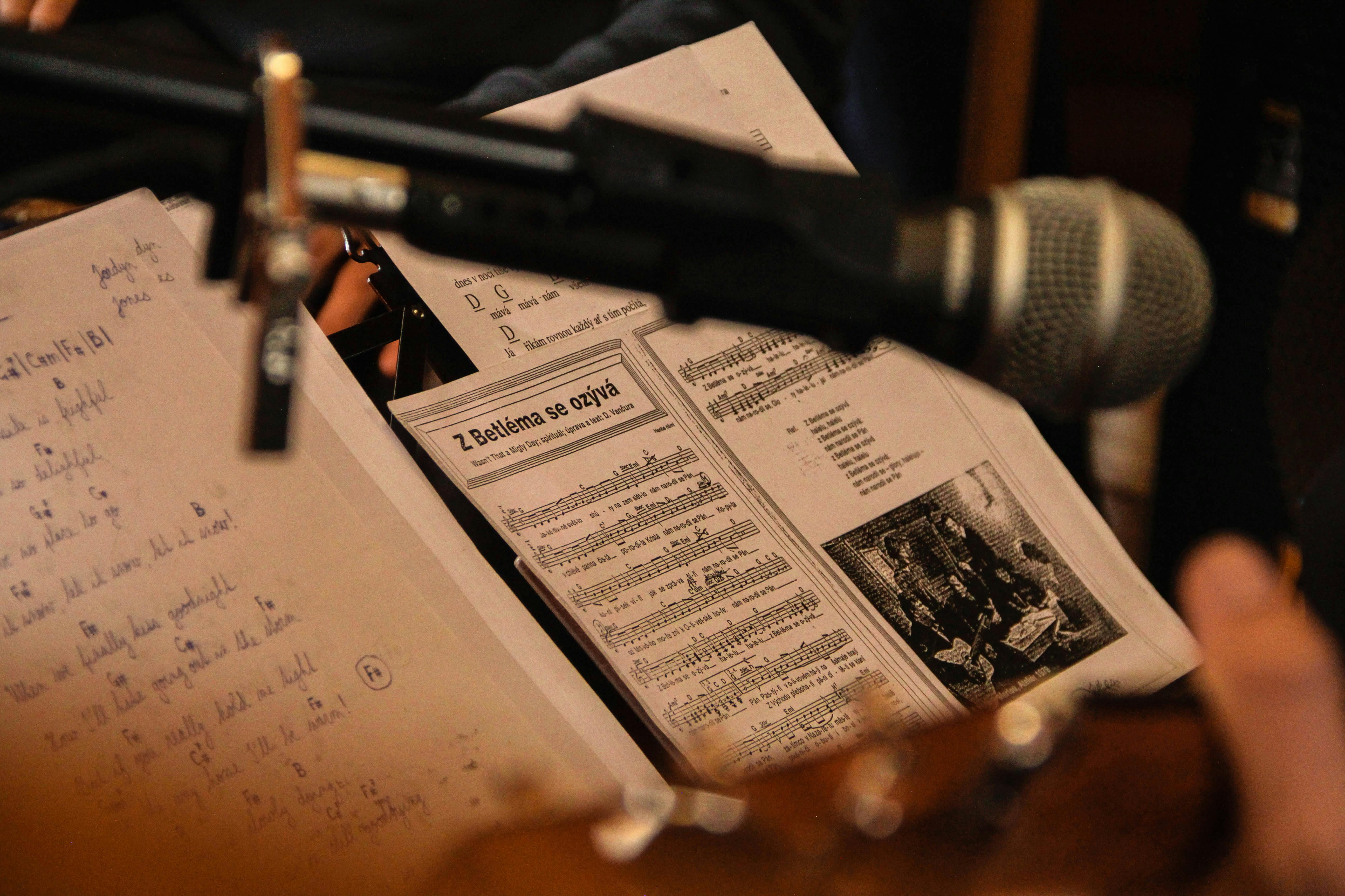 Sheet Music and Lyrics in Front of the Performing Musician · Free Stock ...