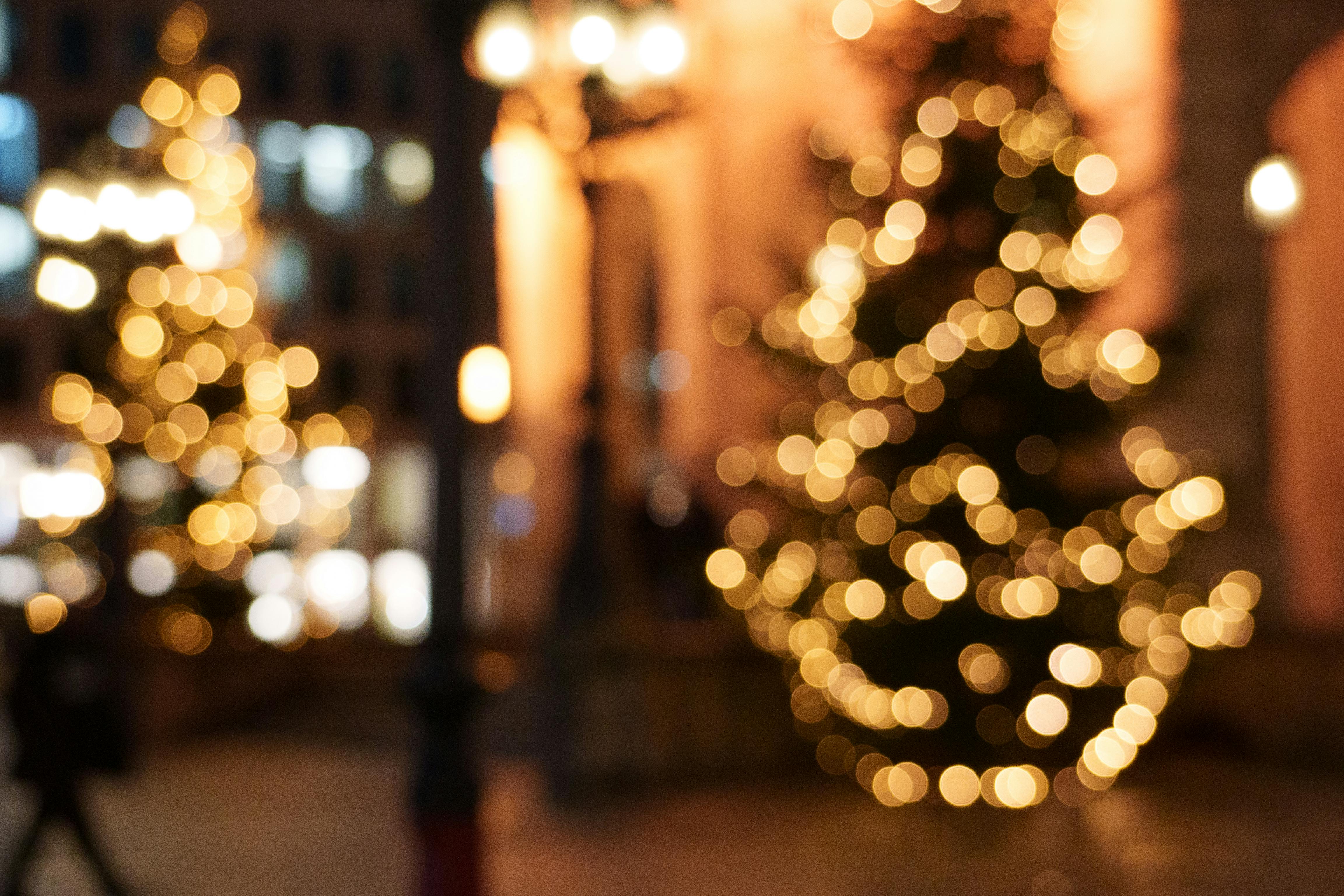 Illuminated Christmas Lights at Night · Free Stock Photo