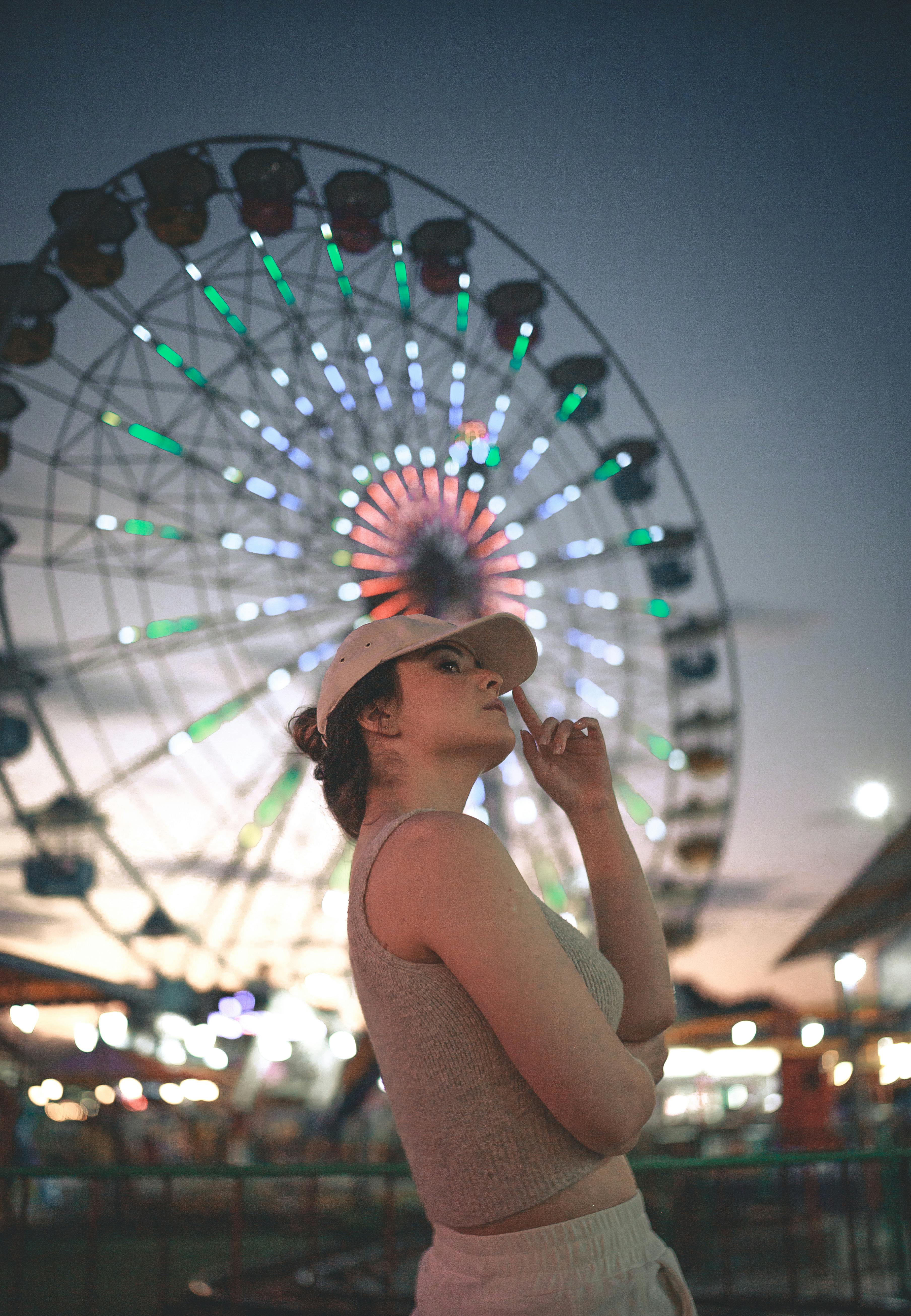 Woman in Funfair at Dawn · Free Stock Photo