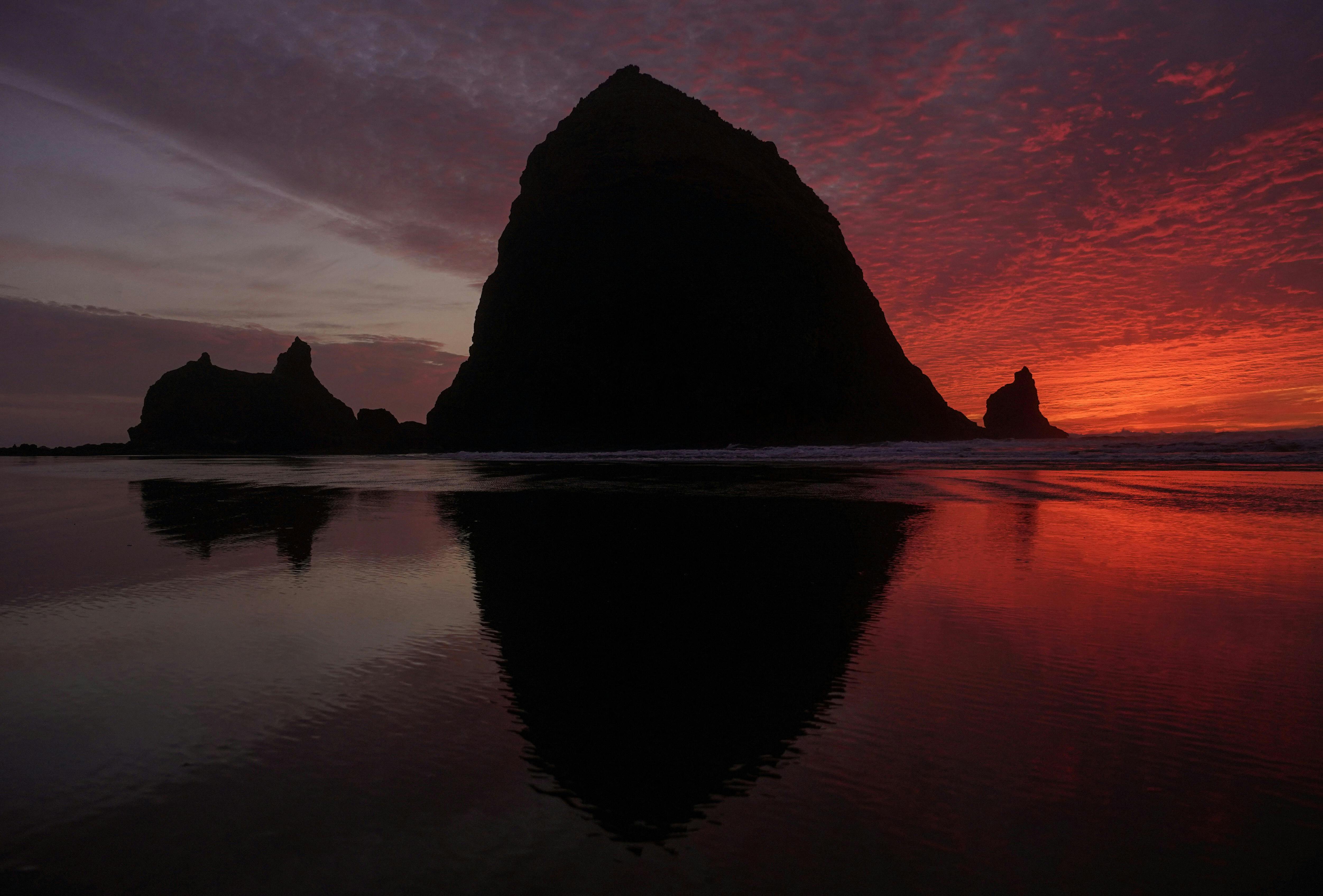 Haystack Rock at Sunset · Free Stock Photo