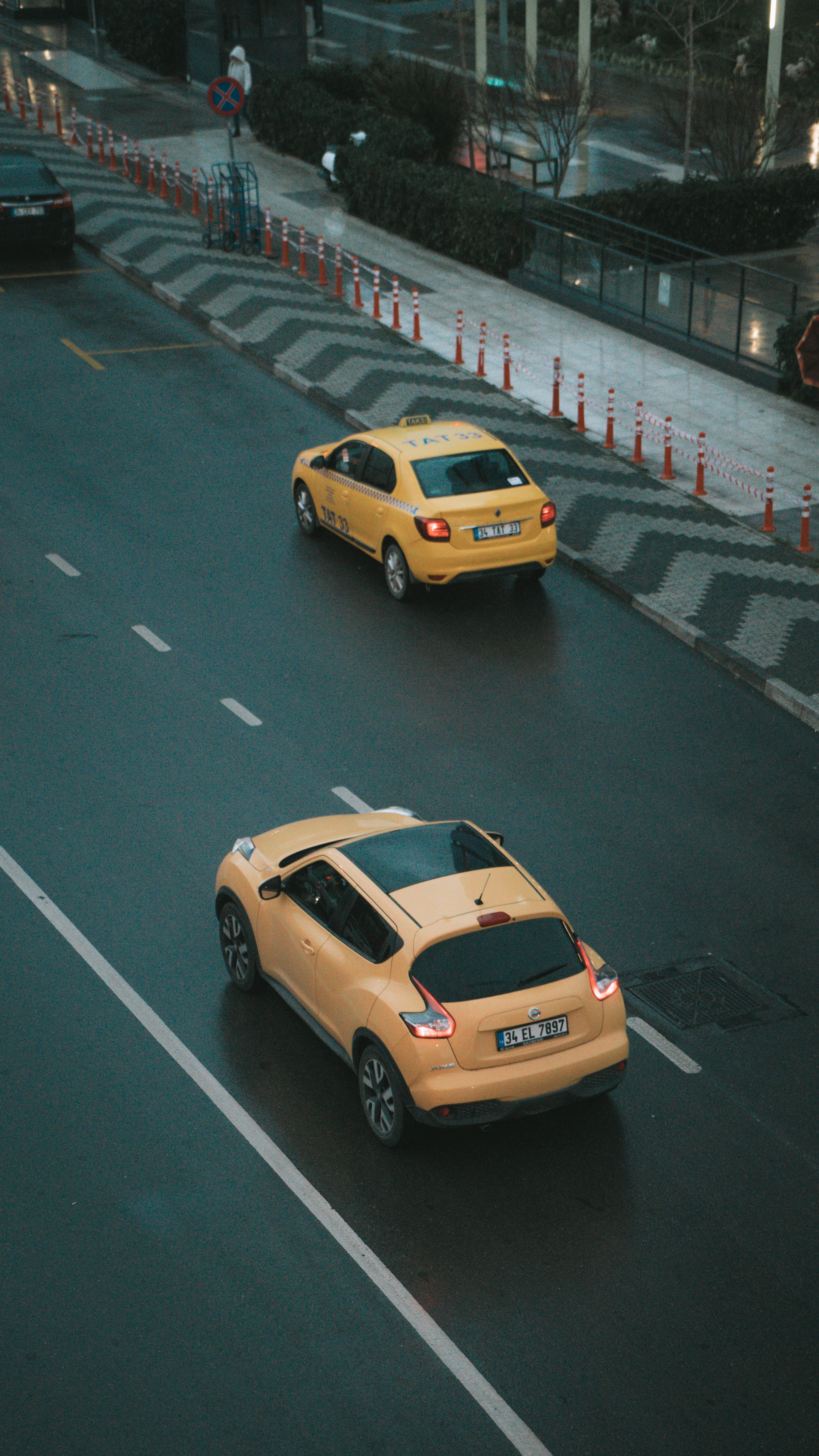 Blue Taxi Cars on Street · Free Stock Photo