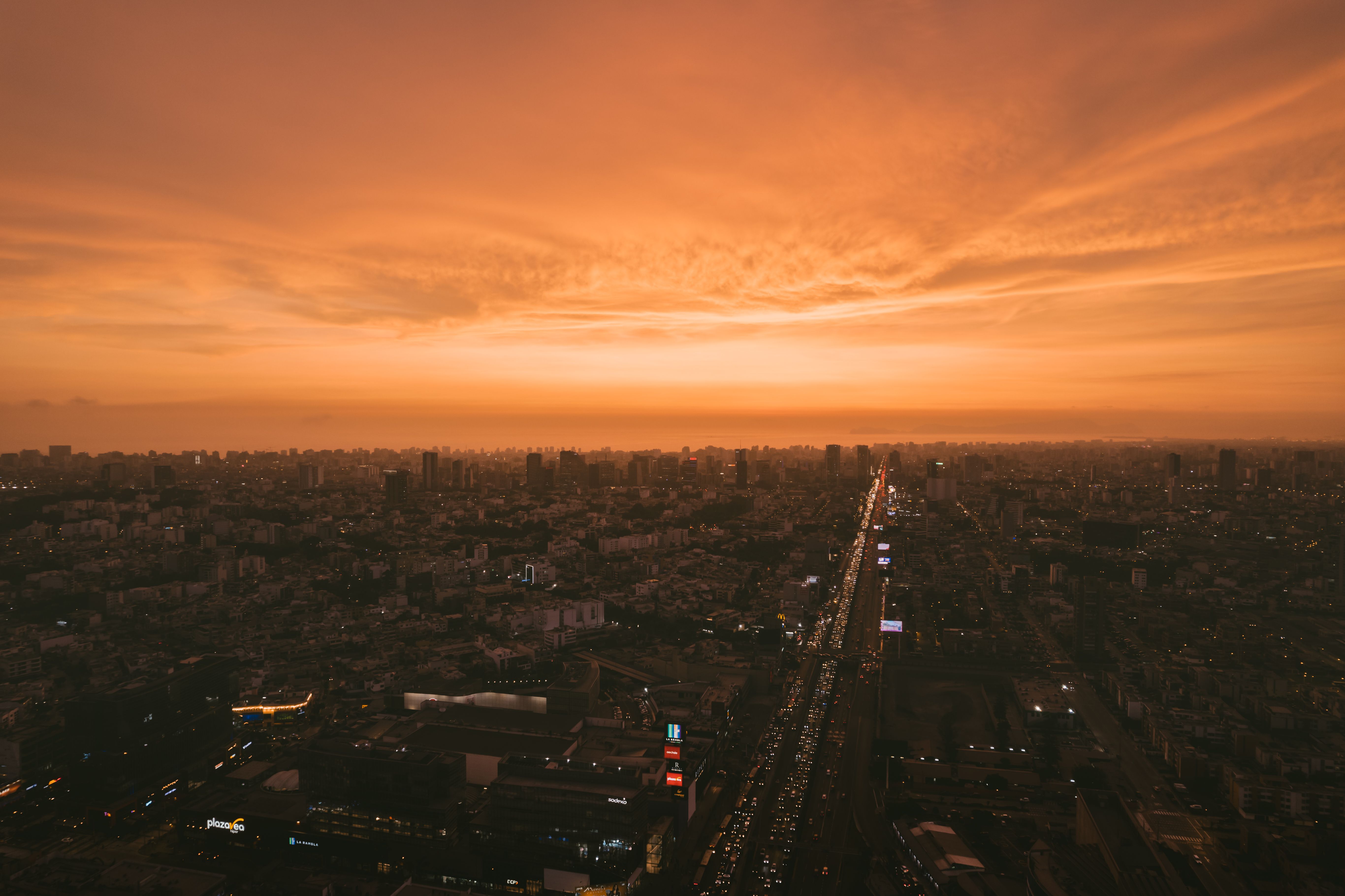 Birds Eye View of Lima at Sunset · Free Stock Photo
