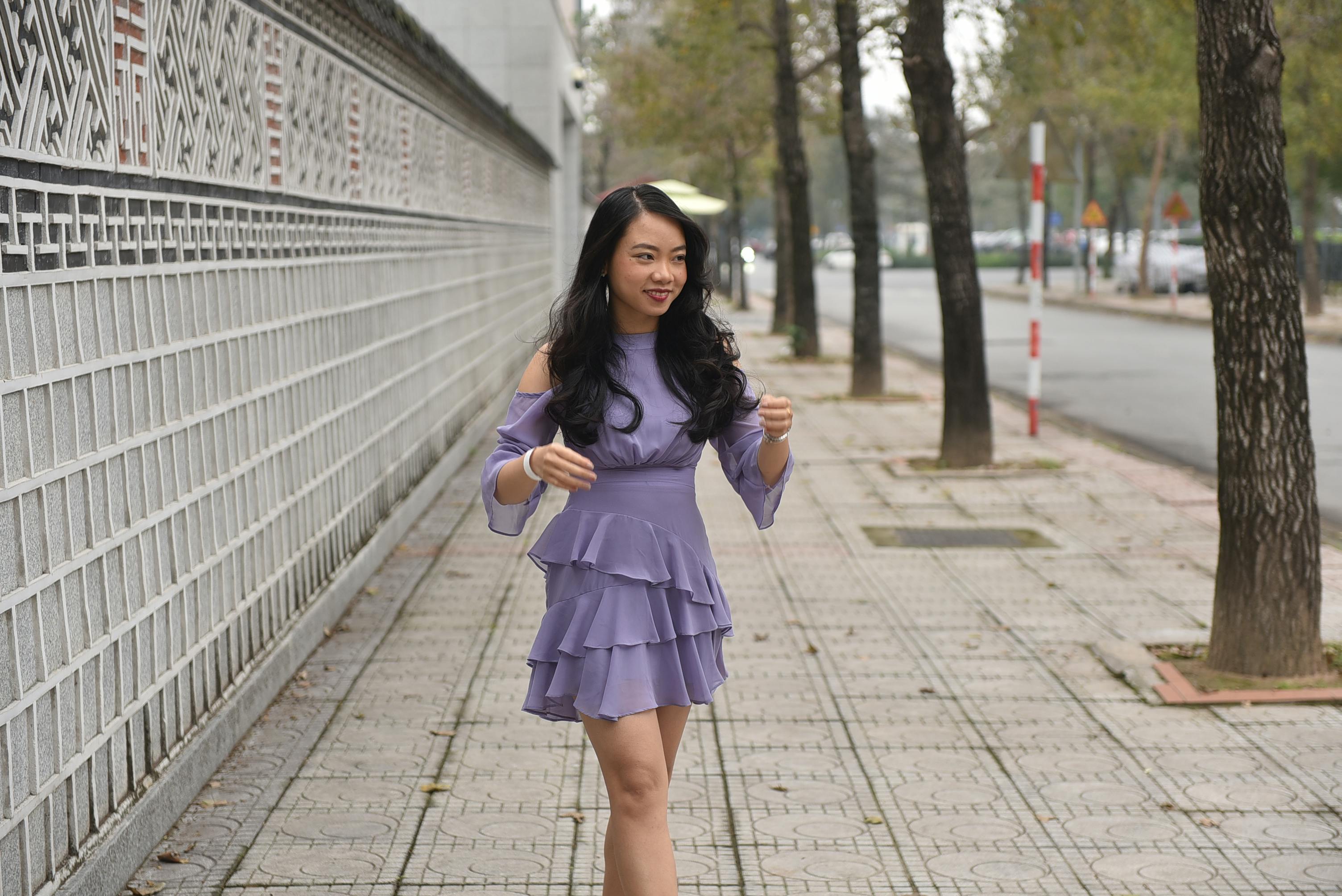 Woman Wearing Purple Dress on a Street · Free Stock Photo