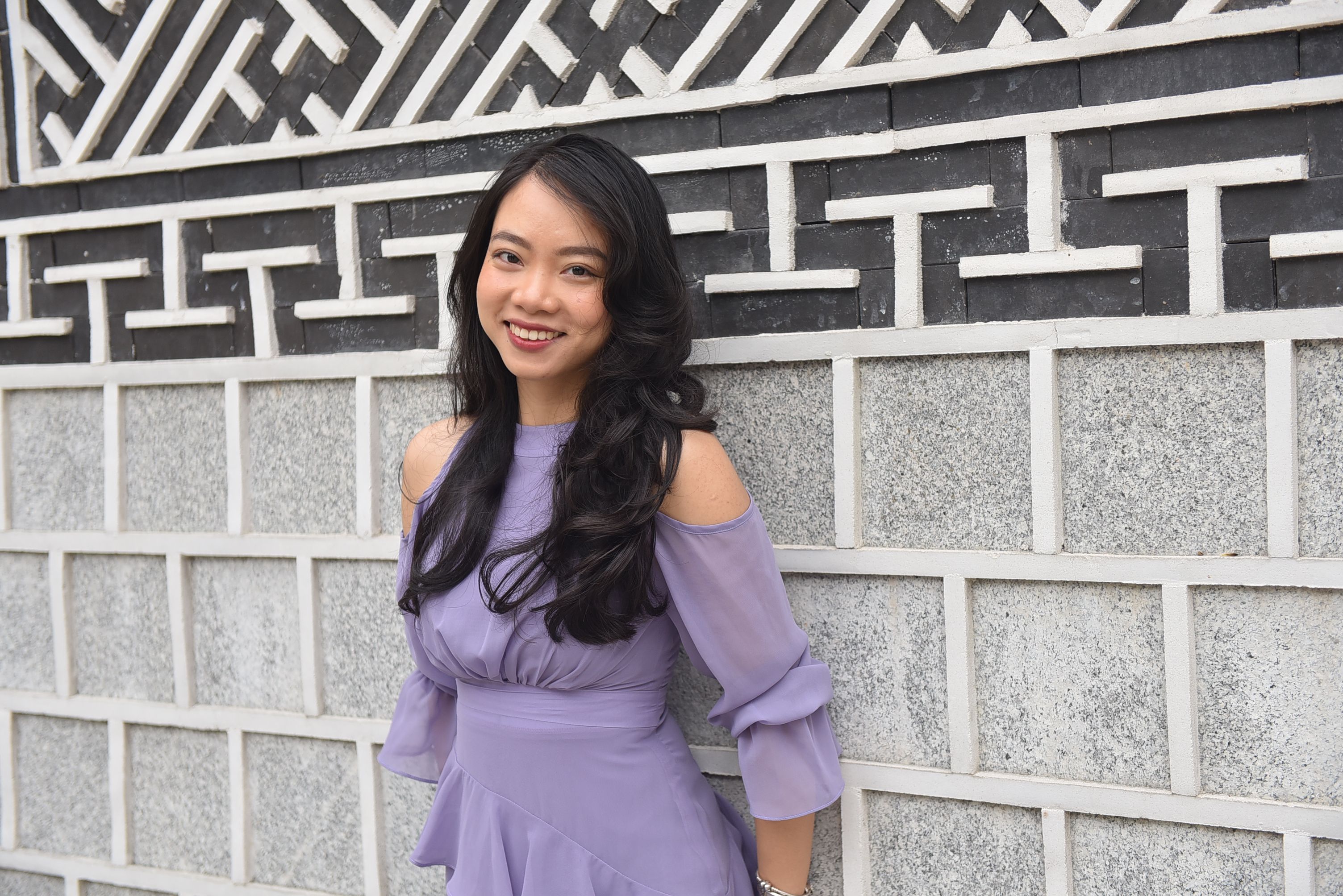 Pretty Brunette in Lilac Dress · Free Stock Photo