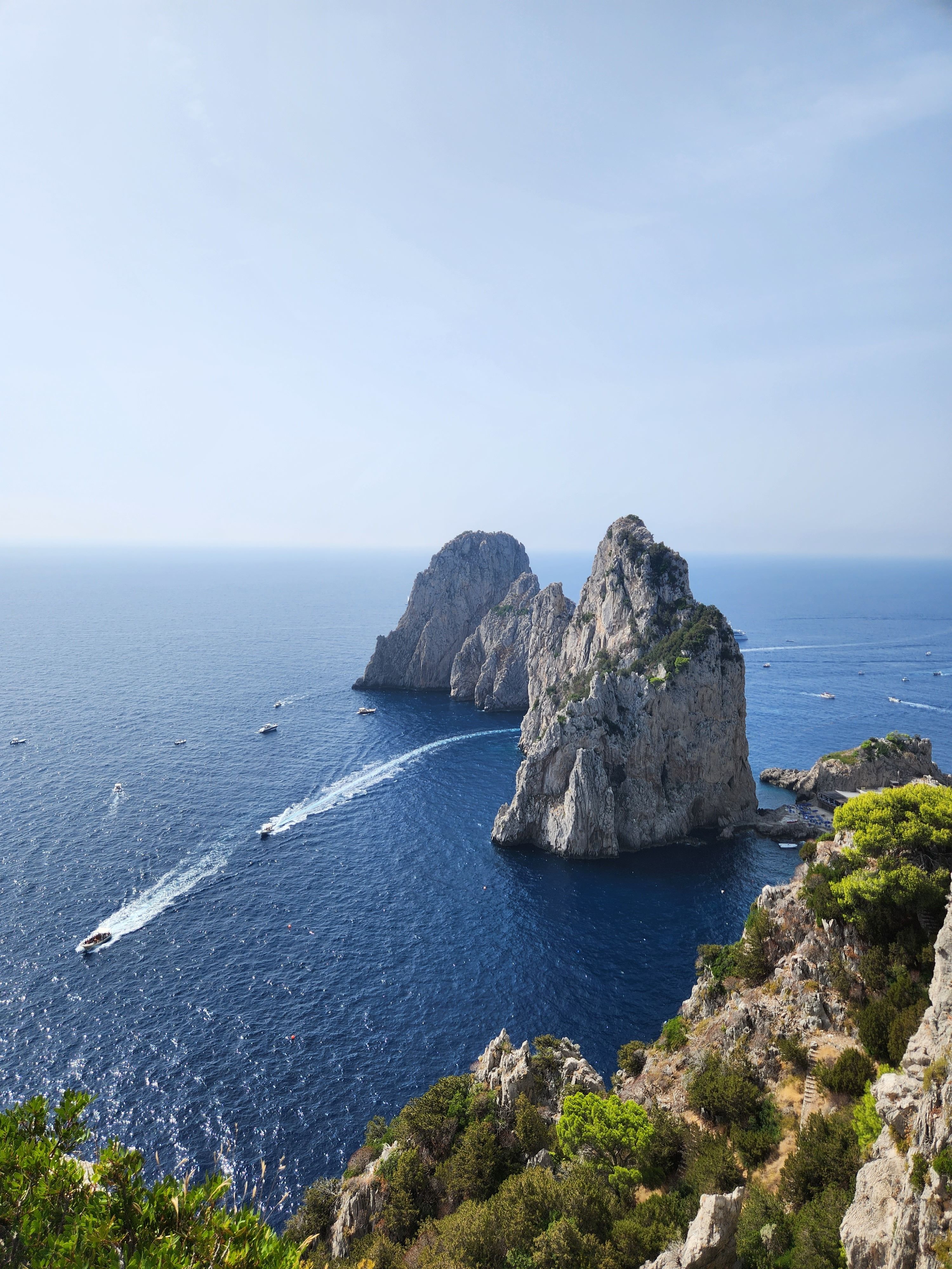 Aerial View of Rock Formations on the Shore in Faraglioni, Capri ...