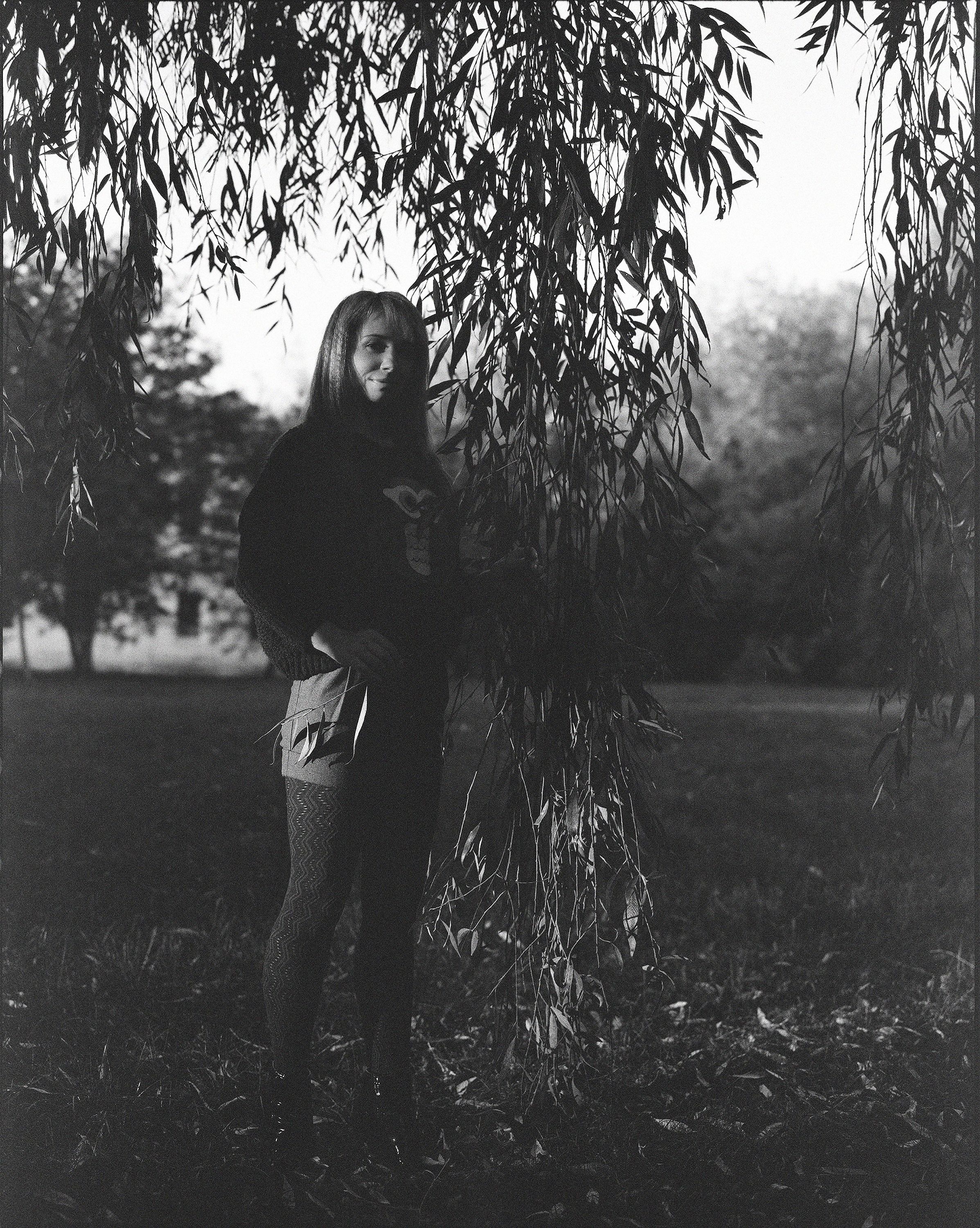 A woman standing under a willow tree · Free Stock Photo