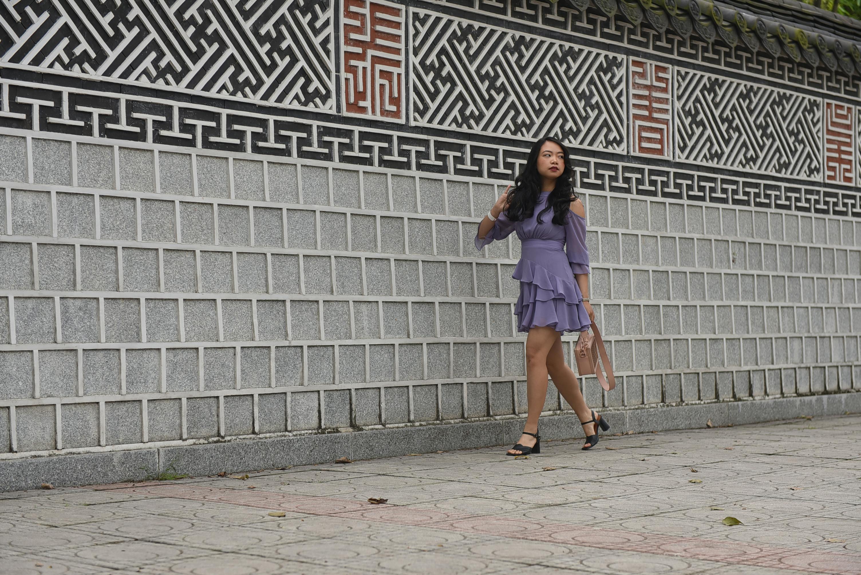 Woman Walking in Purple Dress · Free Stock Photo