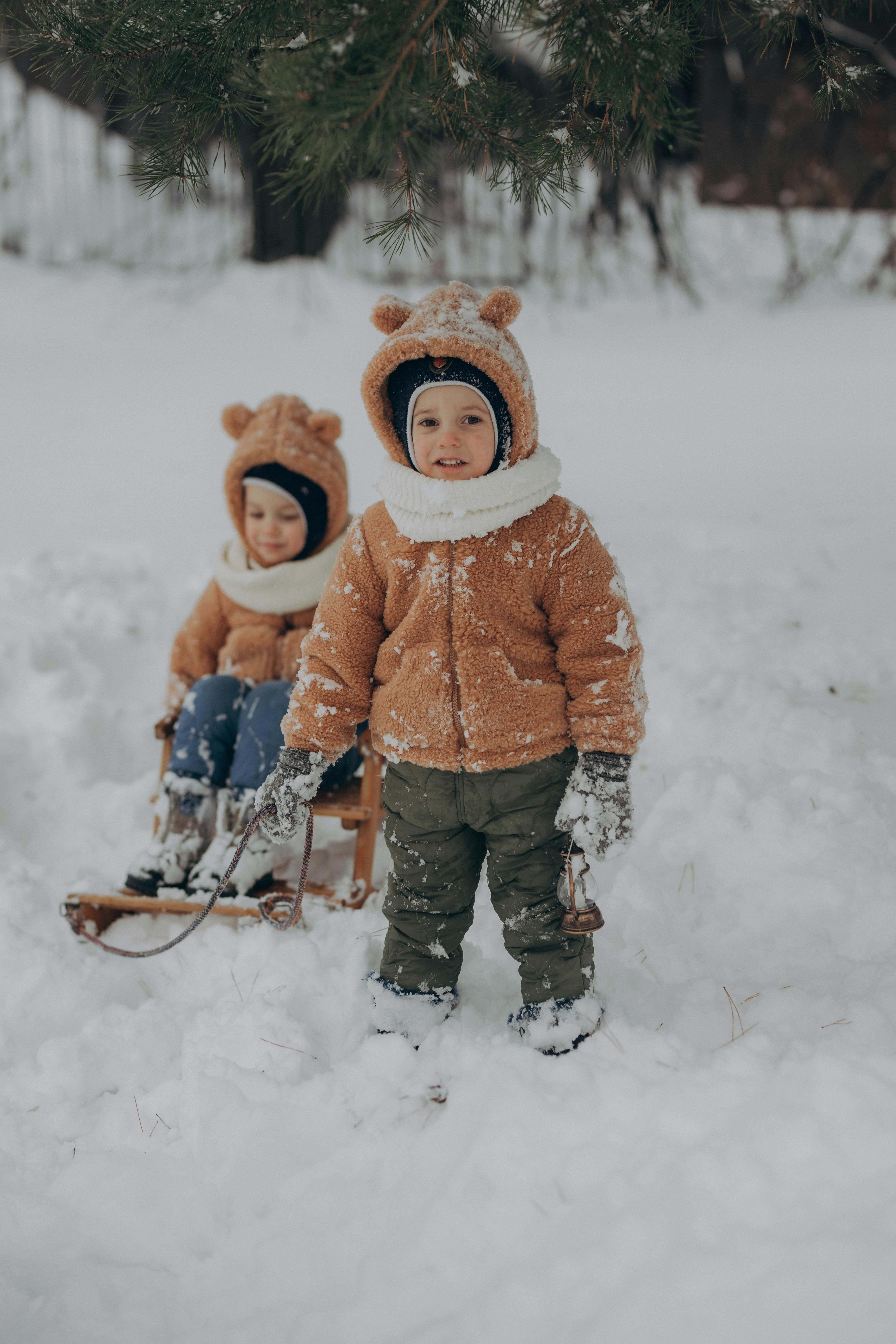Children on Sled in Winter · Free Stock Photo