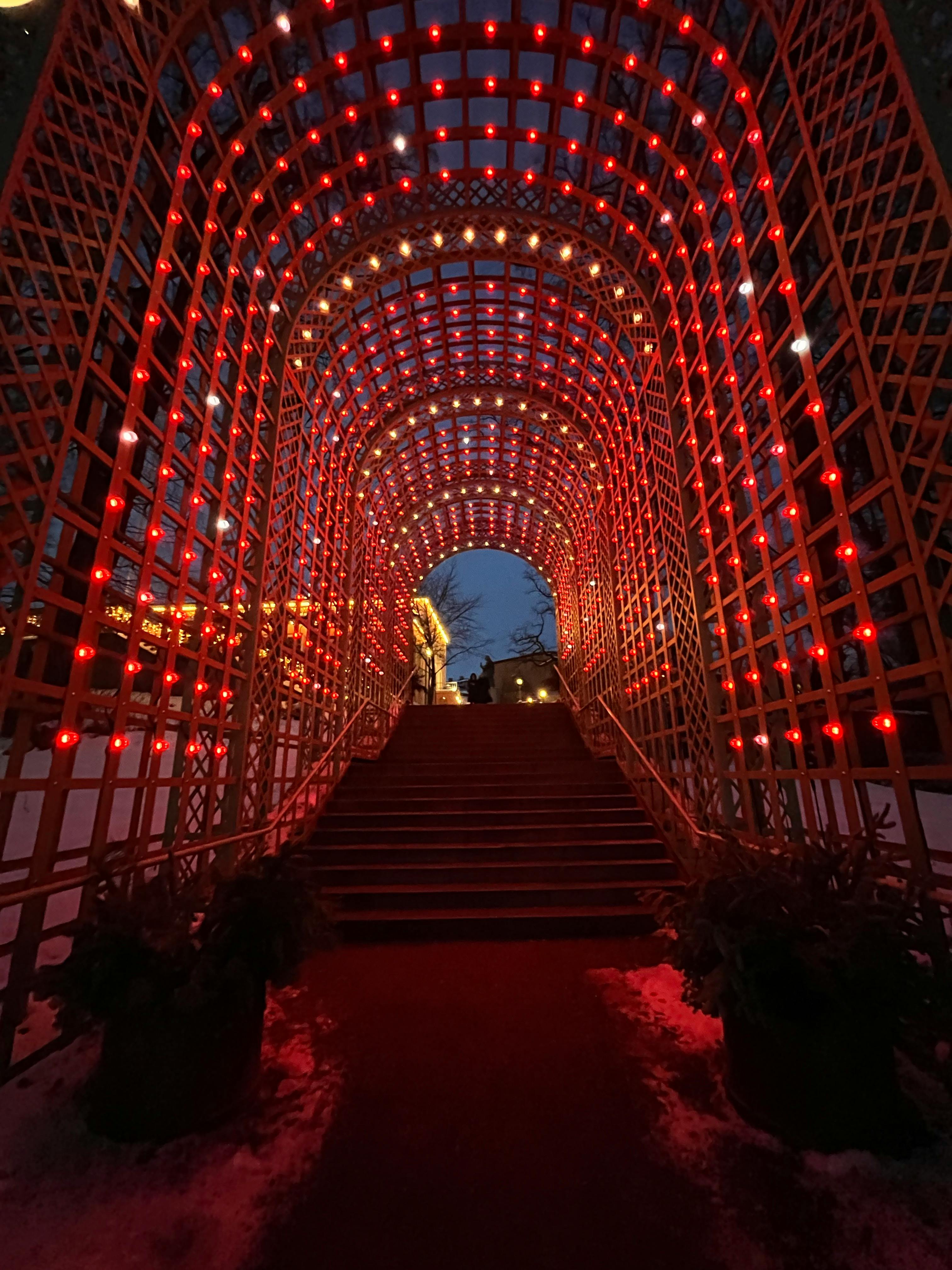 Red Light over Stairs · Free Stock Photo