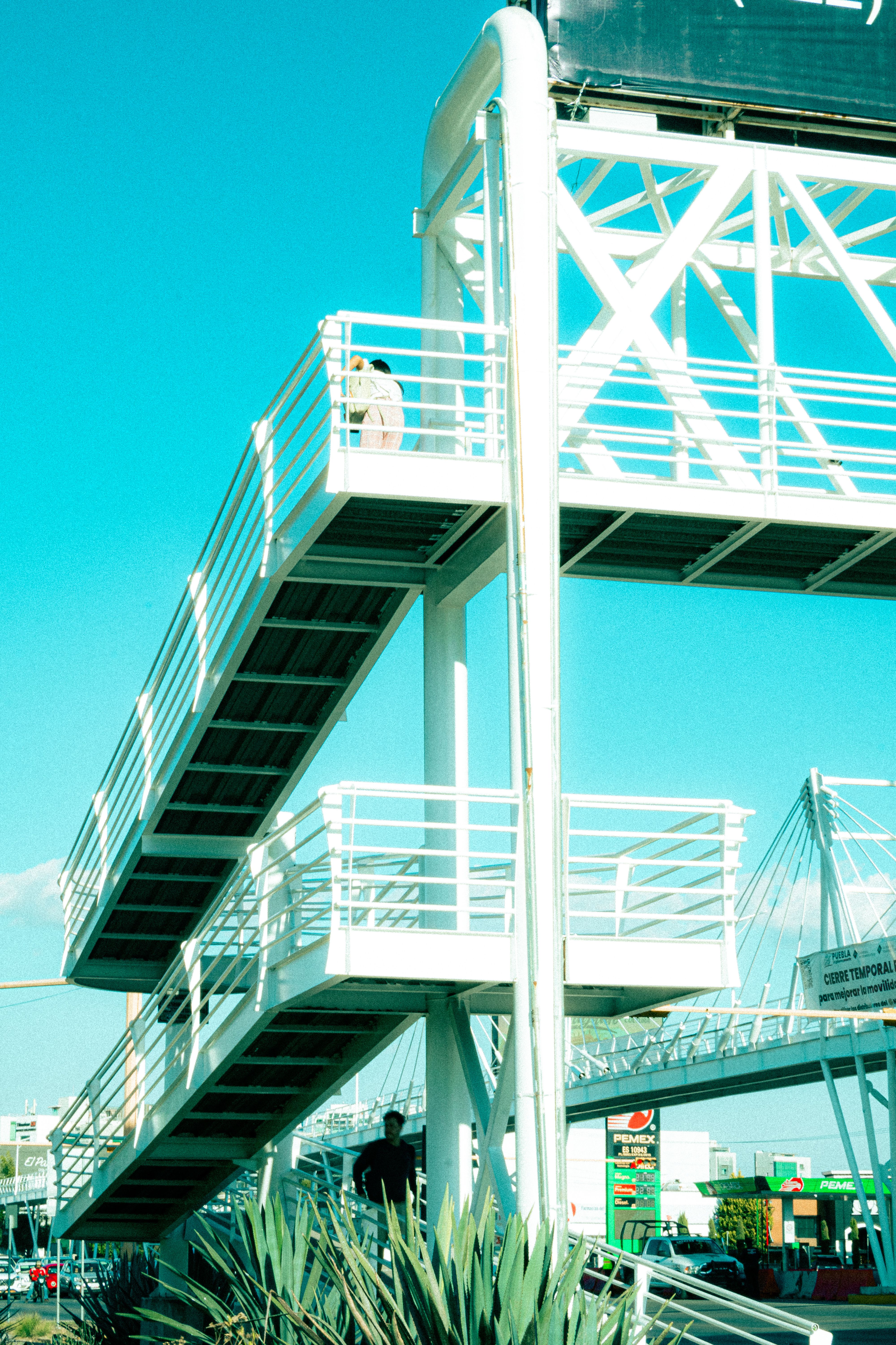 Stairs of Pedestrian Overpass Above the Street · Free Stock Photo