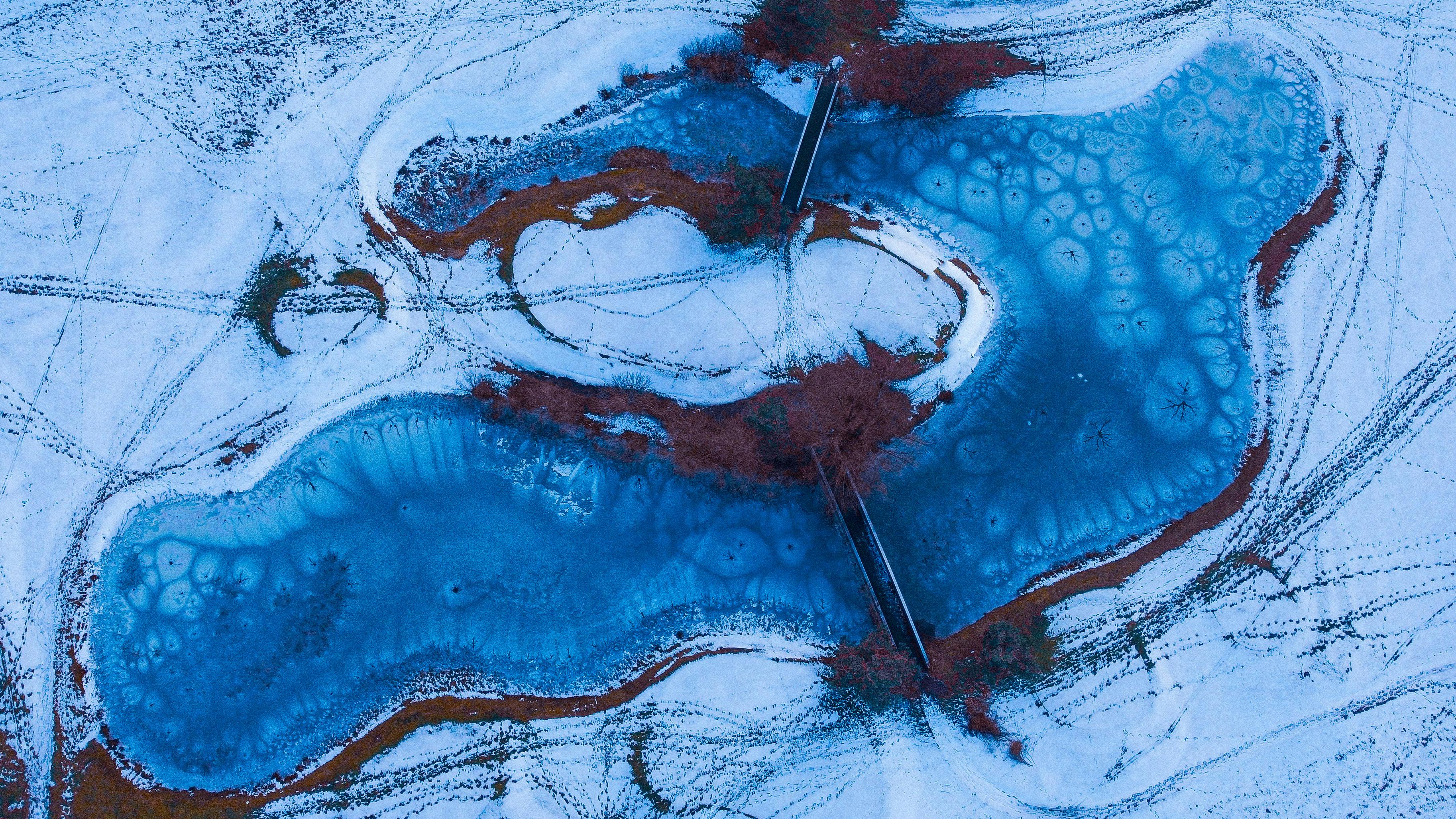 Aerial View of Frozen Lake · Free Stock Photo