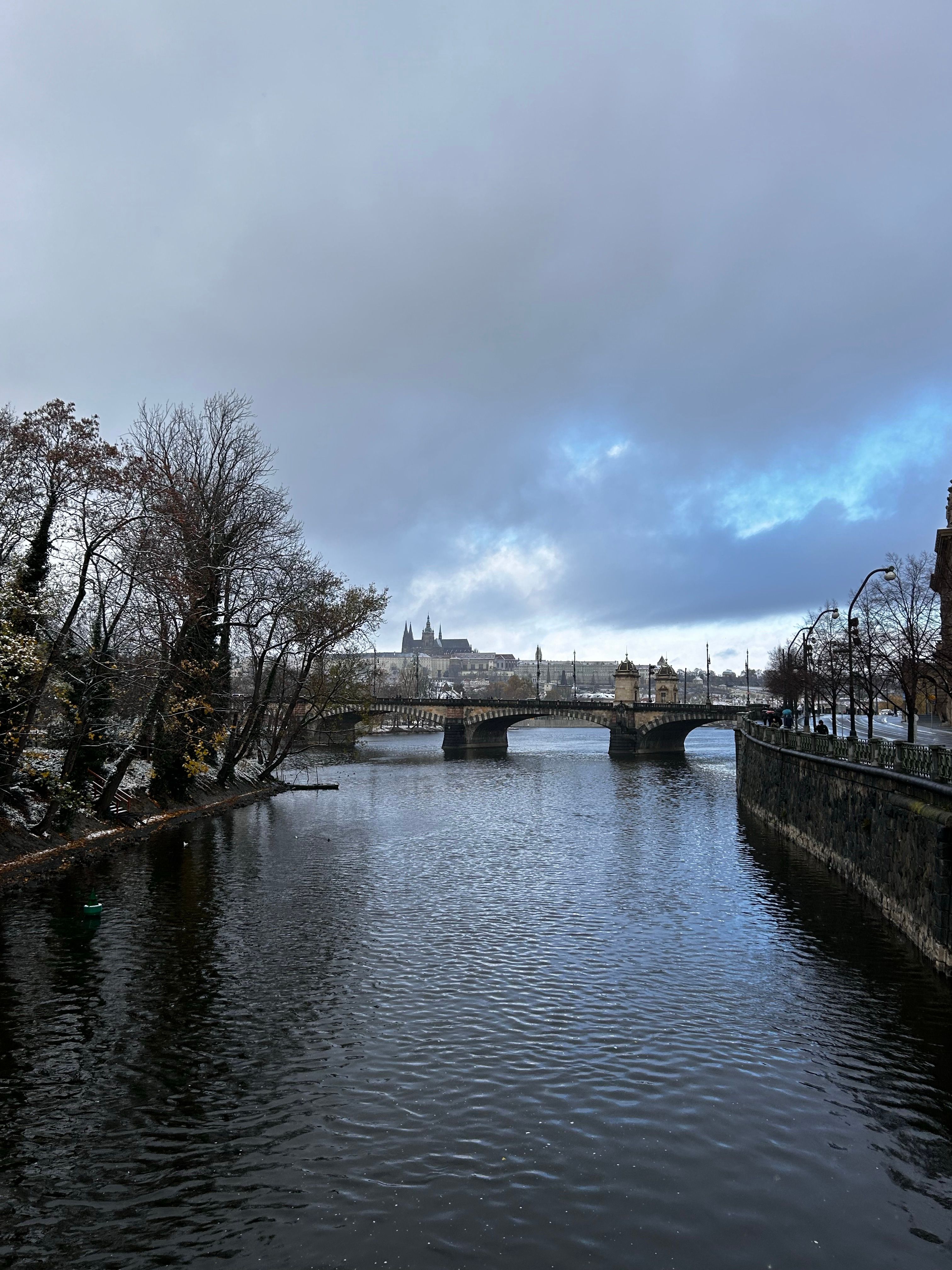 Cloudy Sky over an Arch Bridge Stretching over a City River · Free ...