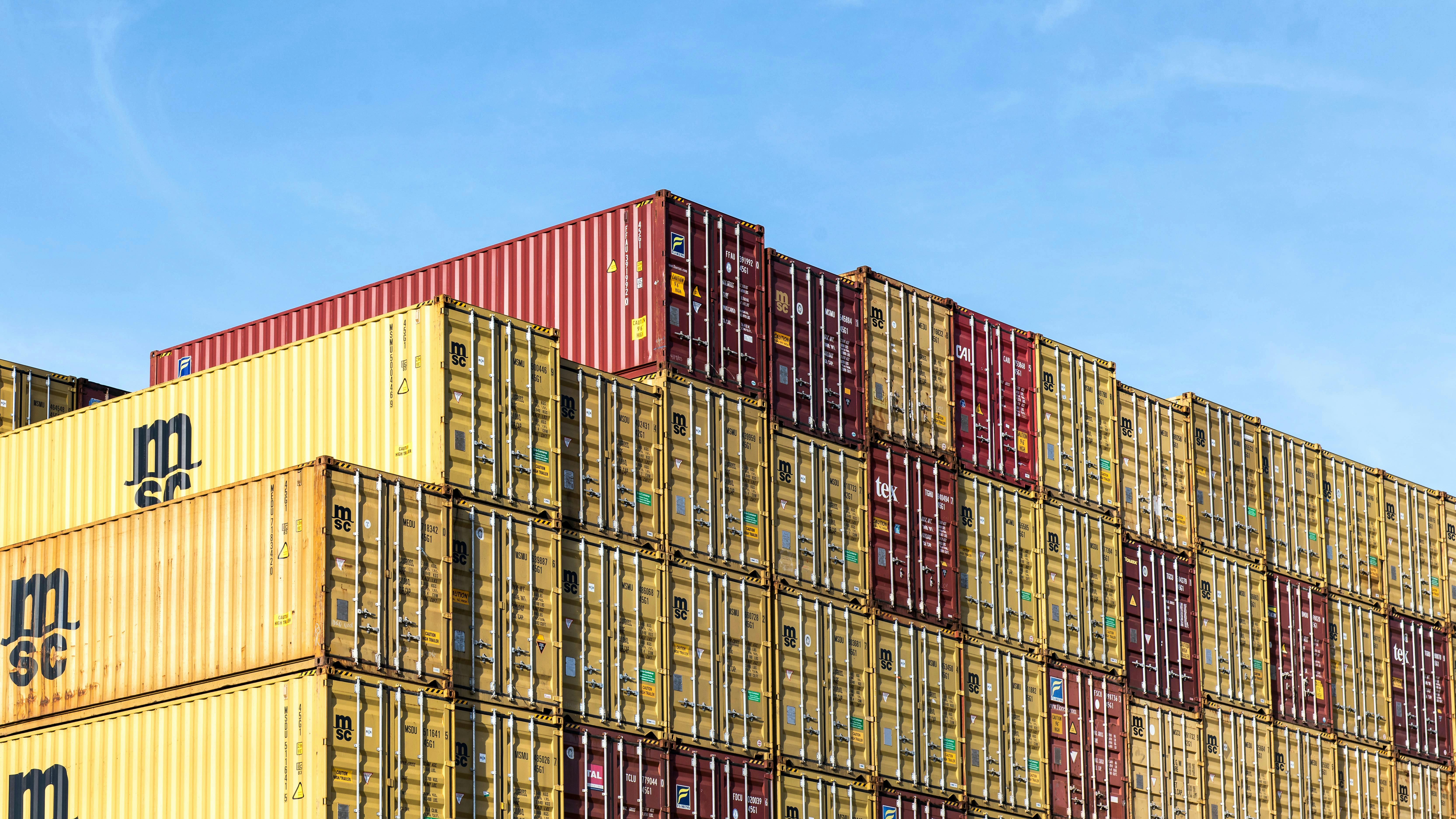 Red and Yellow Cargo Containers · Free Stock Photo