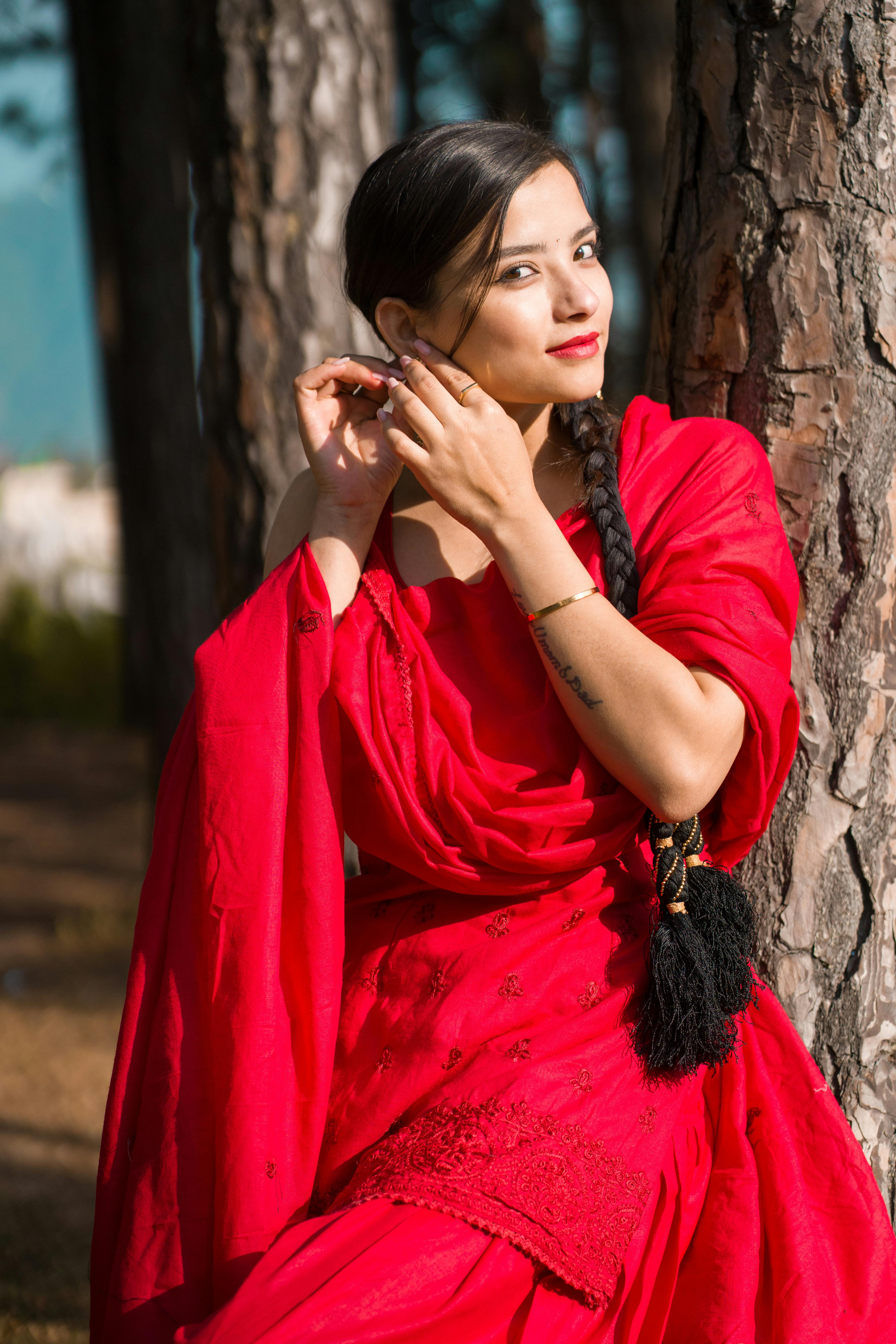 Portrait of Woman in Red Dress · Free Stock Photo