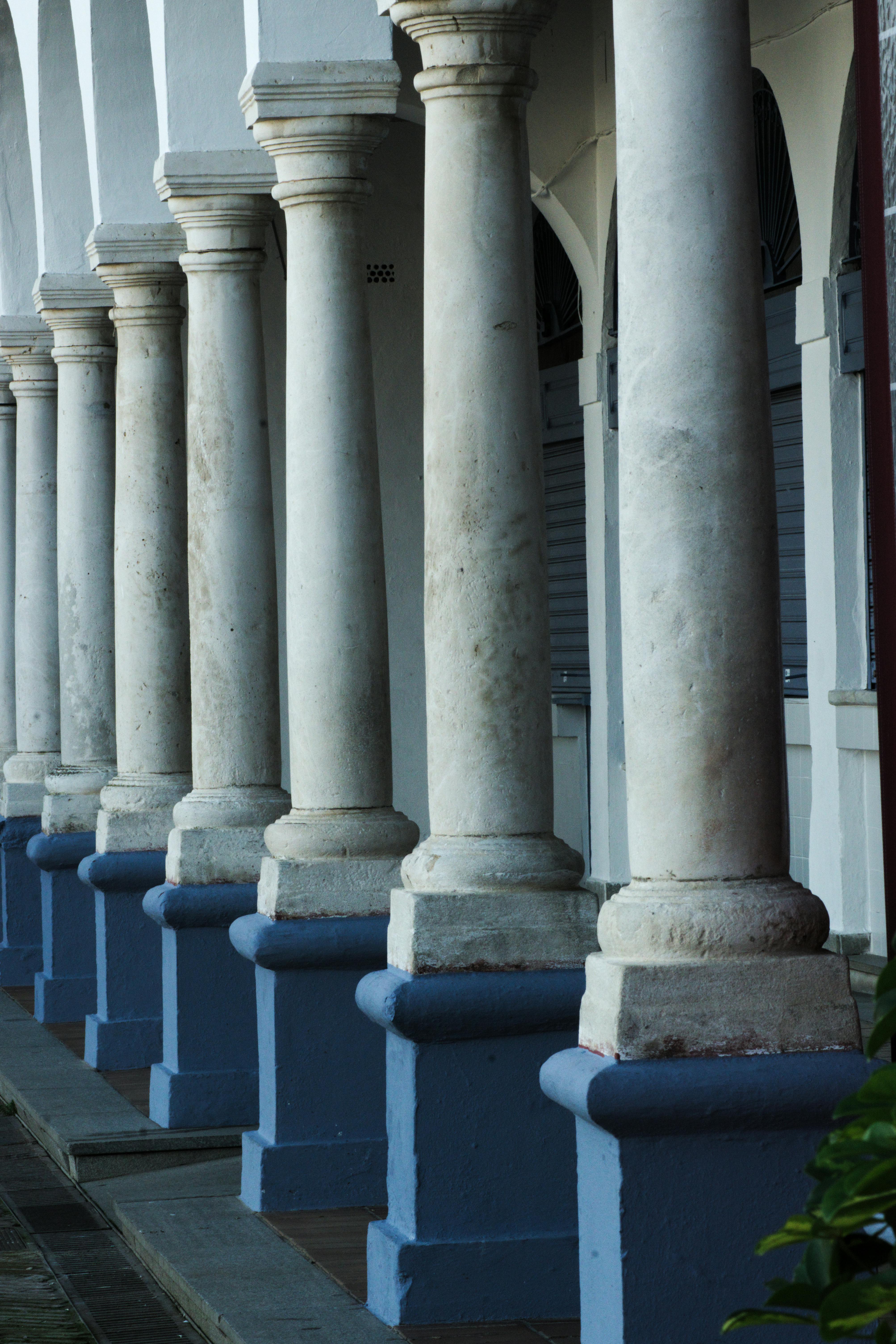 White and Blue Columns · Free Stock Photo