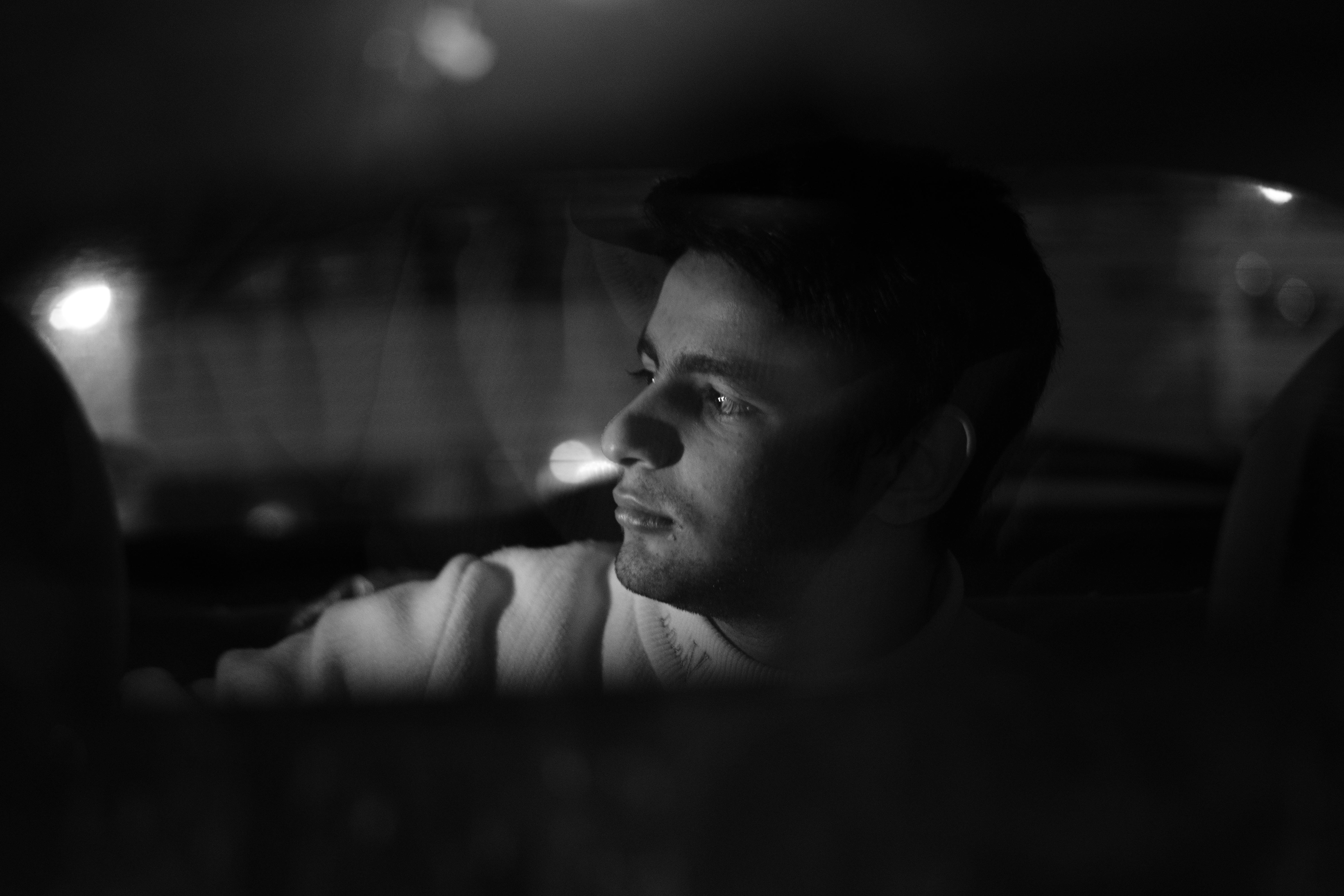 Man Face in Car in Darkness · Free Stock Photo