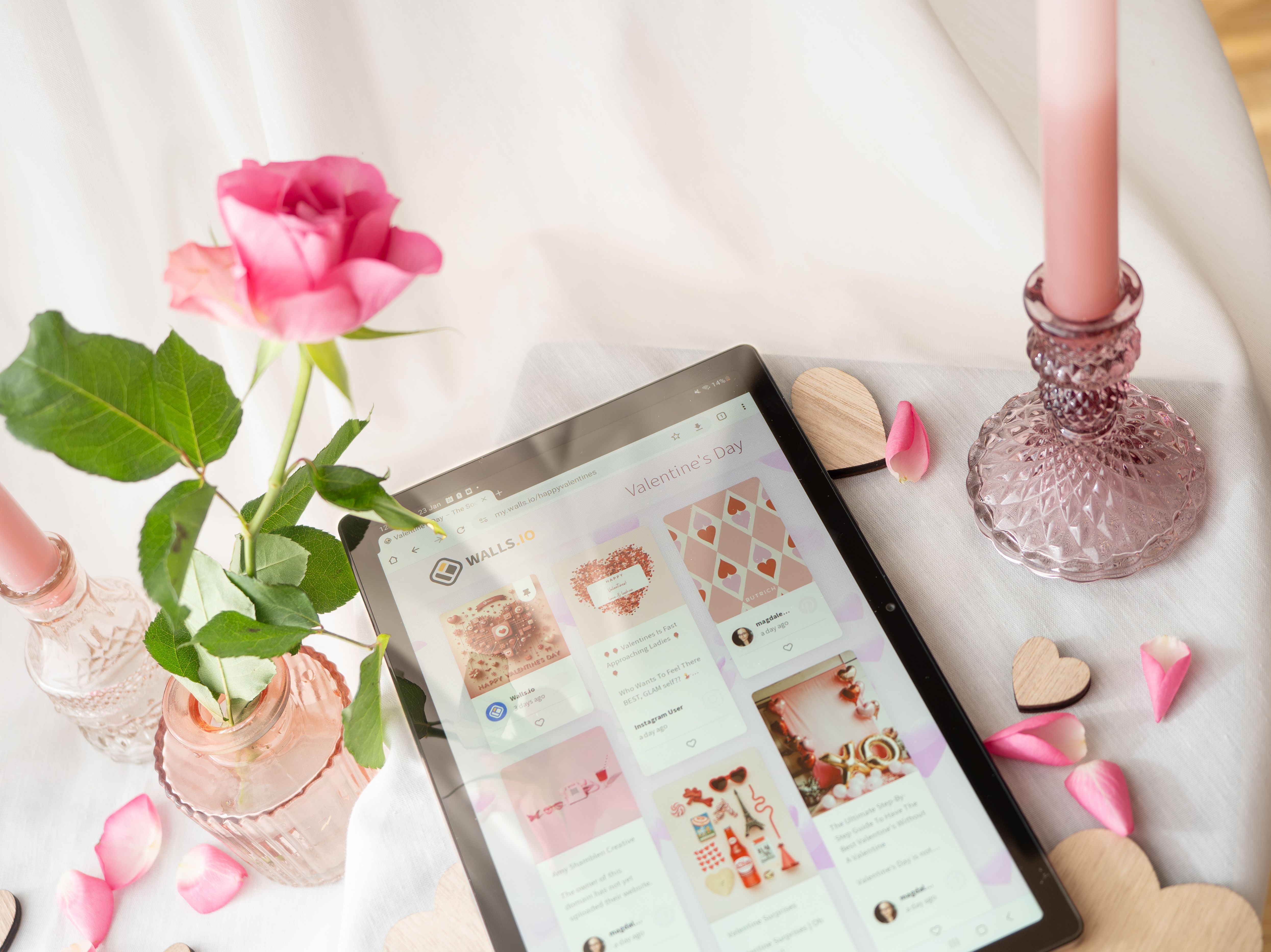 Candle, Rose and Tablet · Free Stock Photo