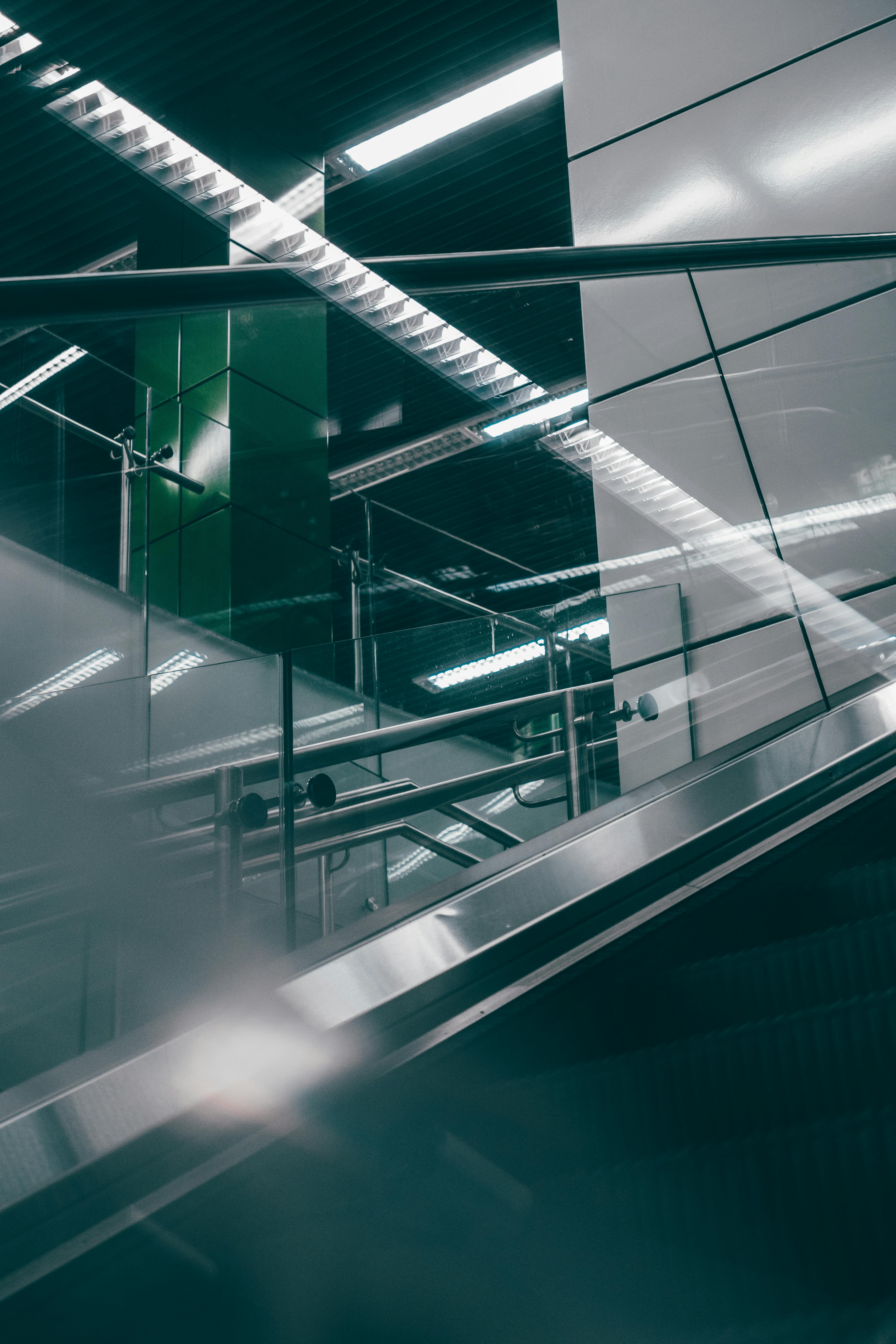 Glass Railing on Escalator · Free Stock Photo