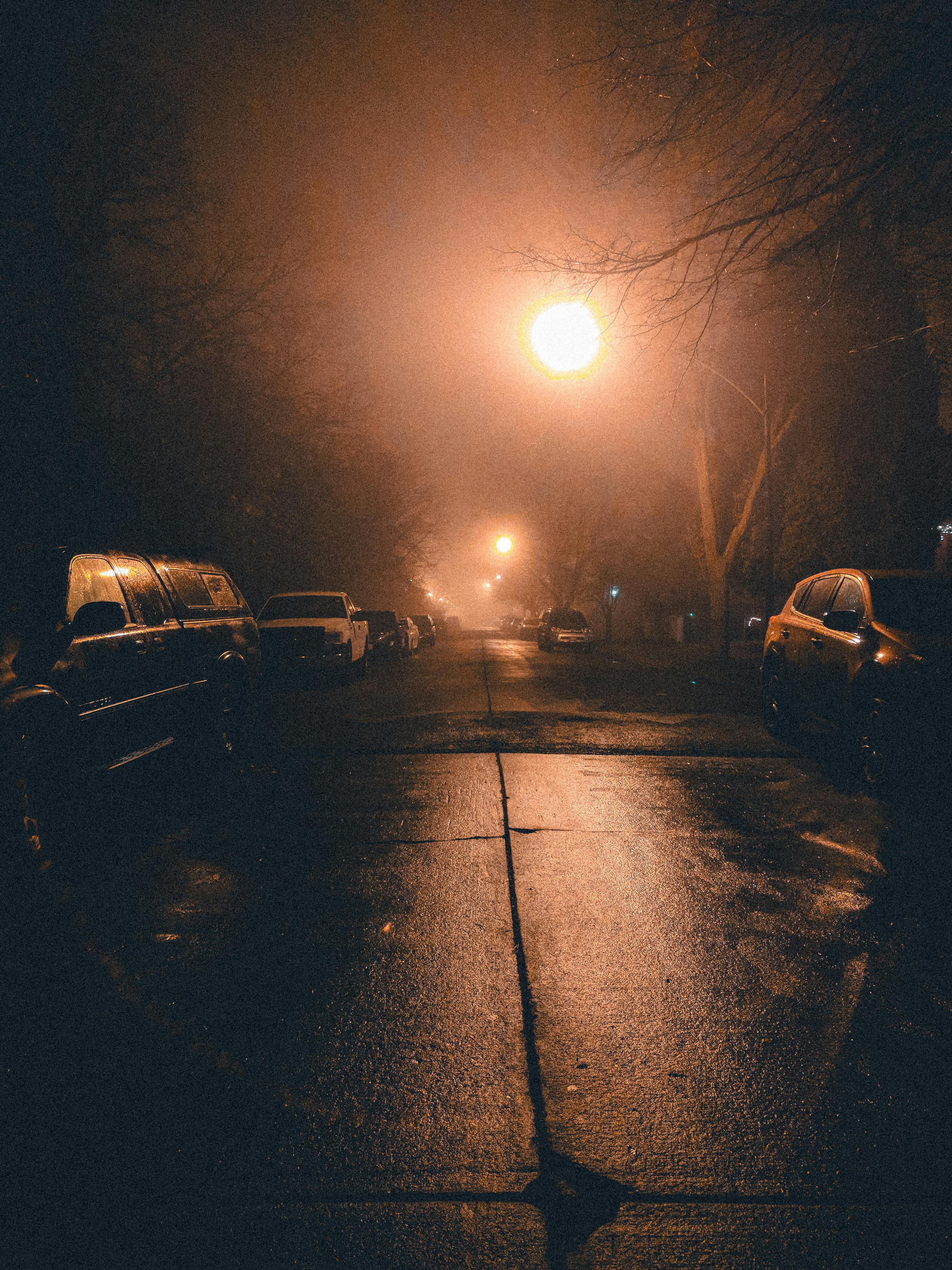 Cars Parked on Street at Night · Free Stock Photo