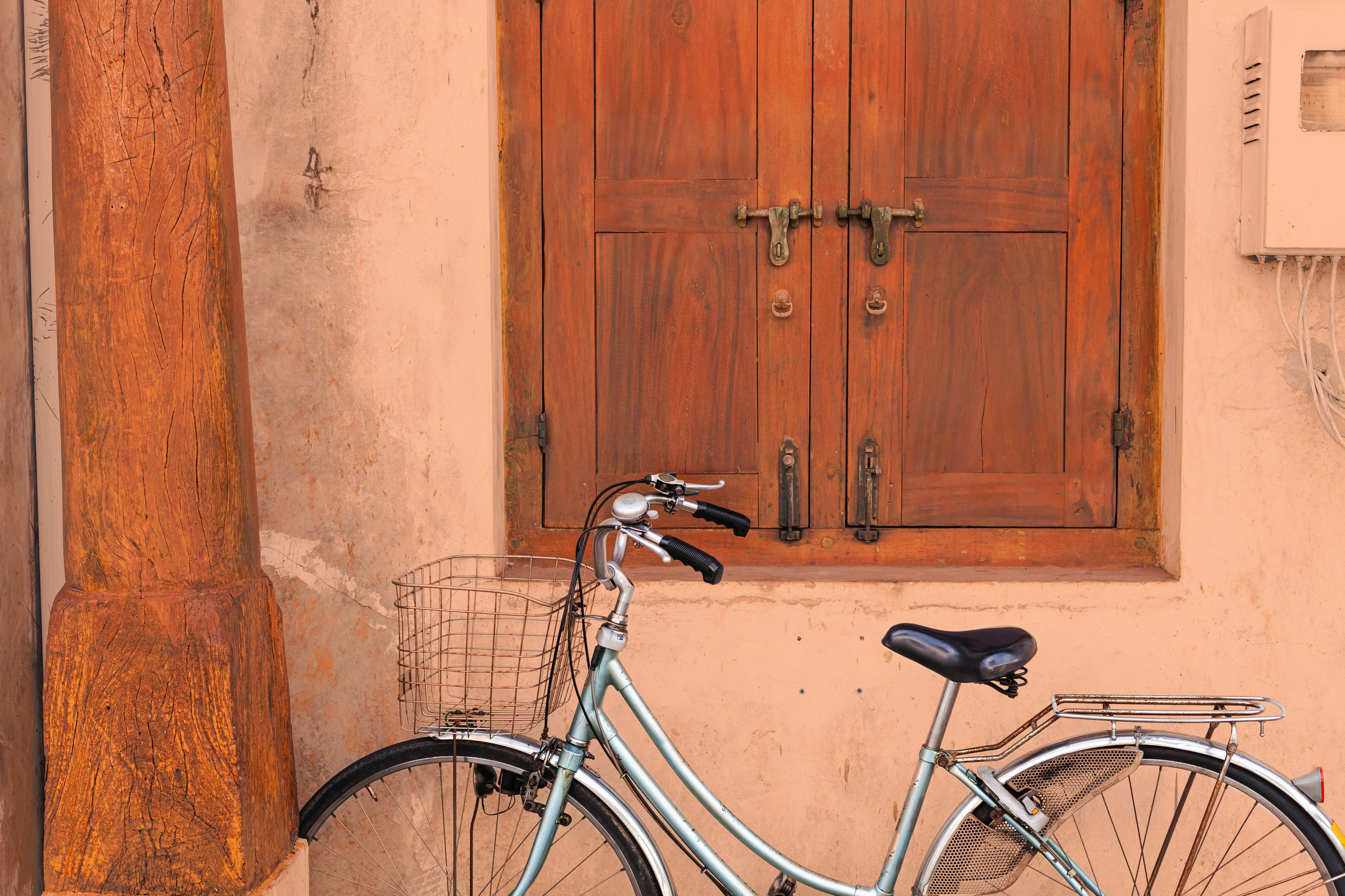 Bike by Window with Wooden Shutters · Free Stock Photo