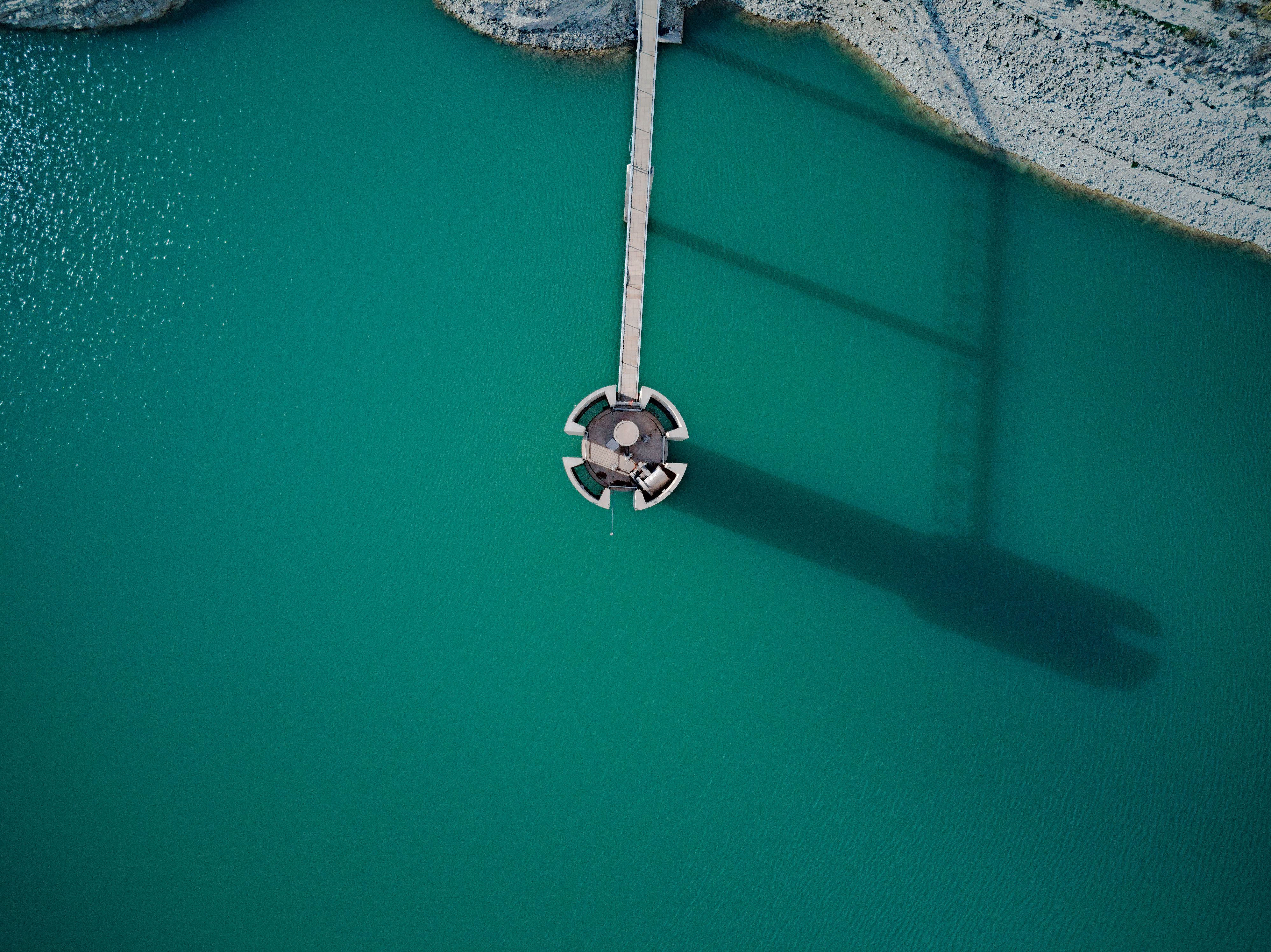 Hydroelectric Power Station with Pier on Sea · Free Stock Photo