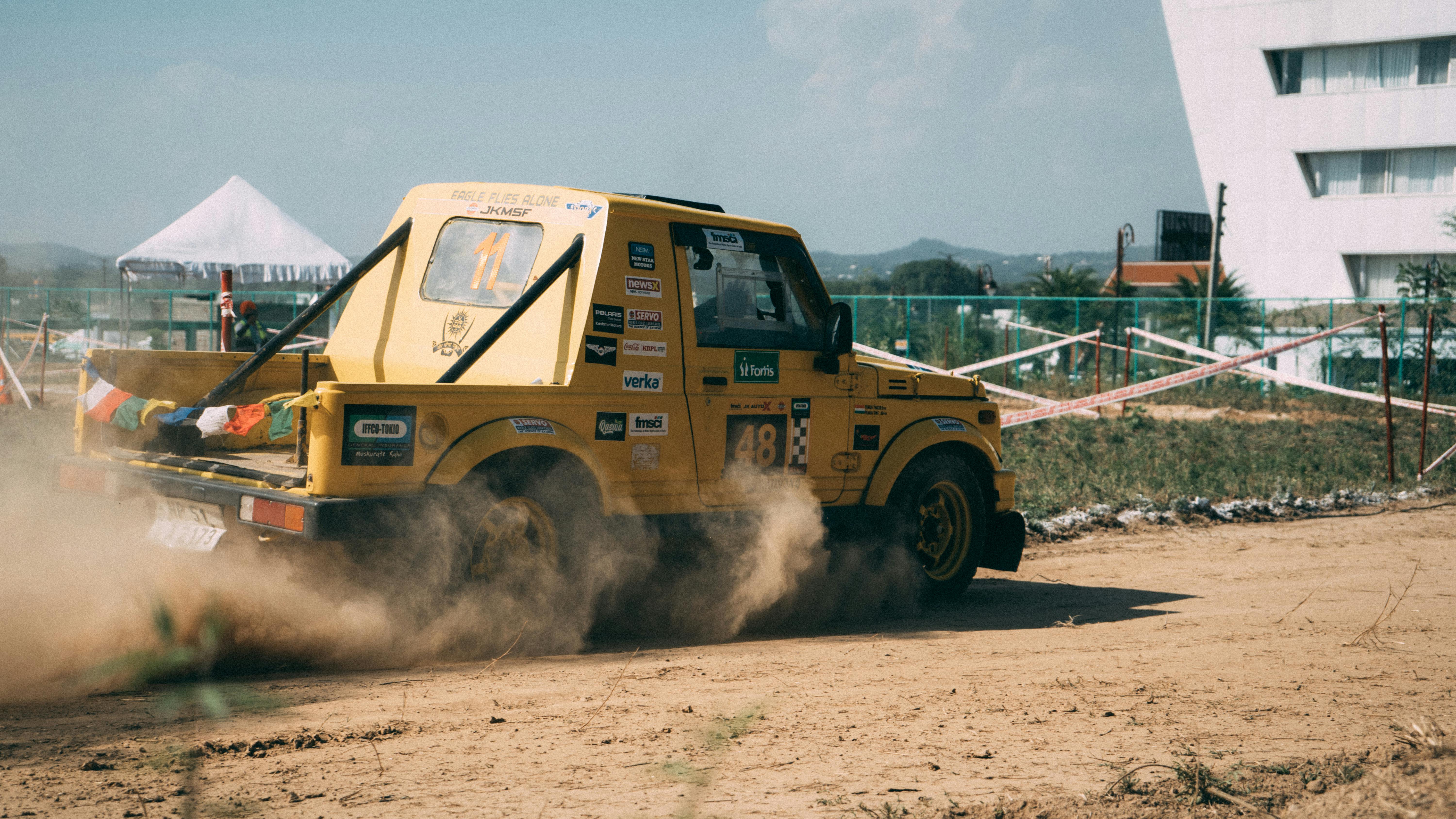 Yellow Maruti Gypsy at Race · Free Stock Photo