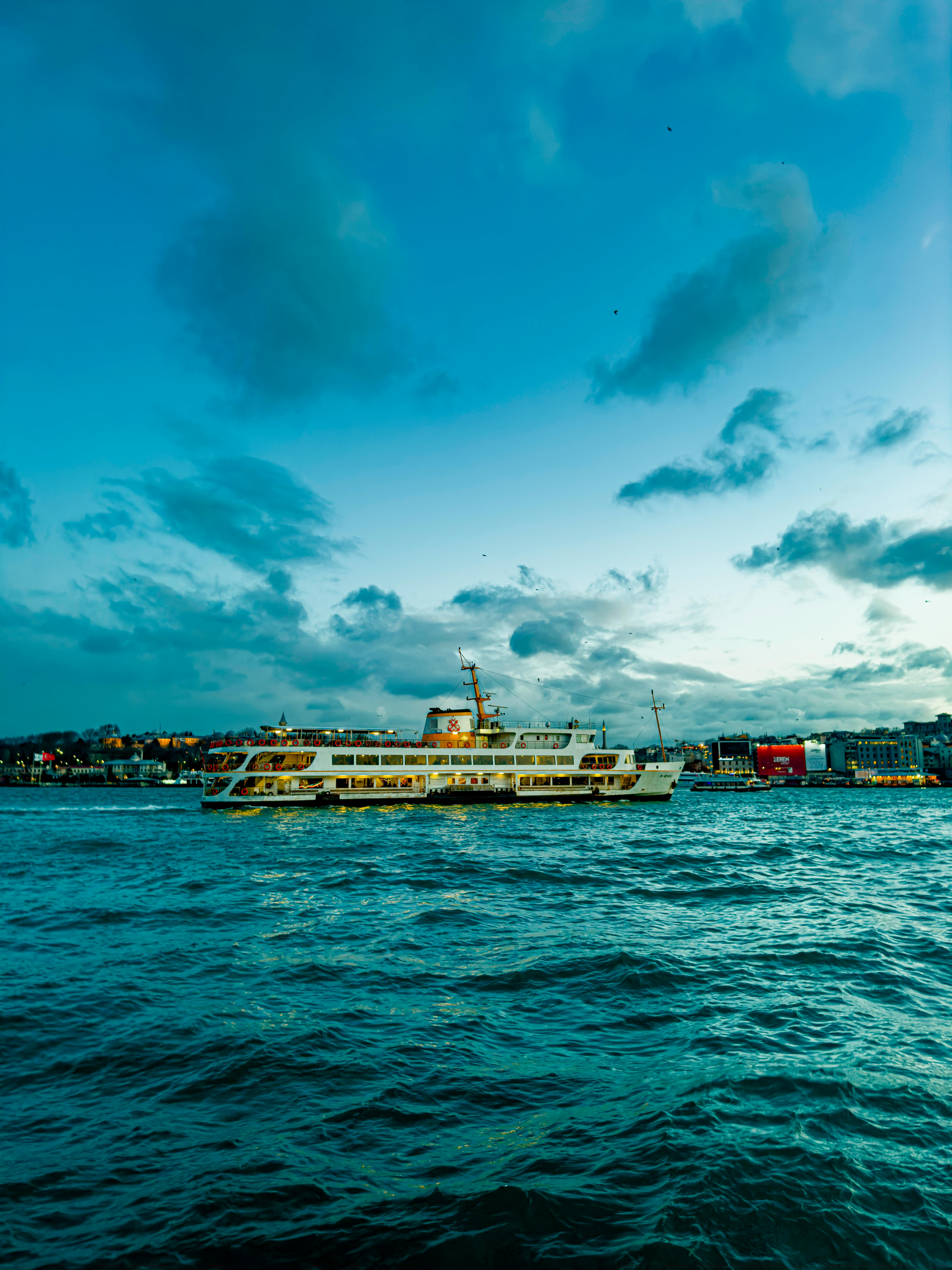 Ferry Sailing on Sea Coast in Istanbul · Free Stock Photo