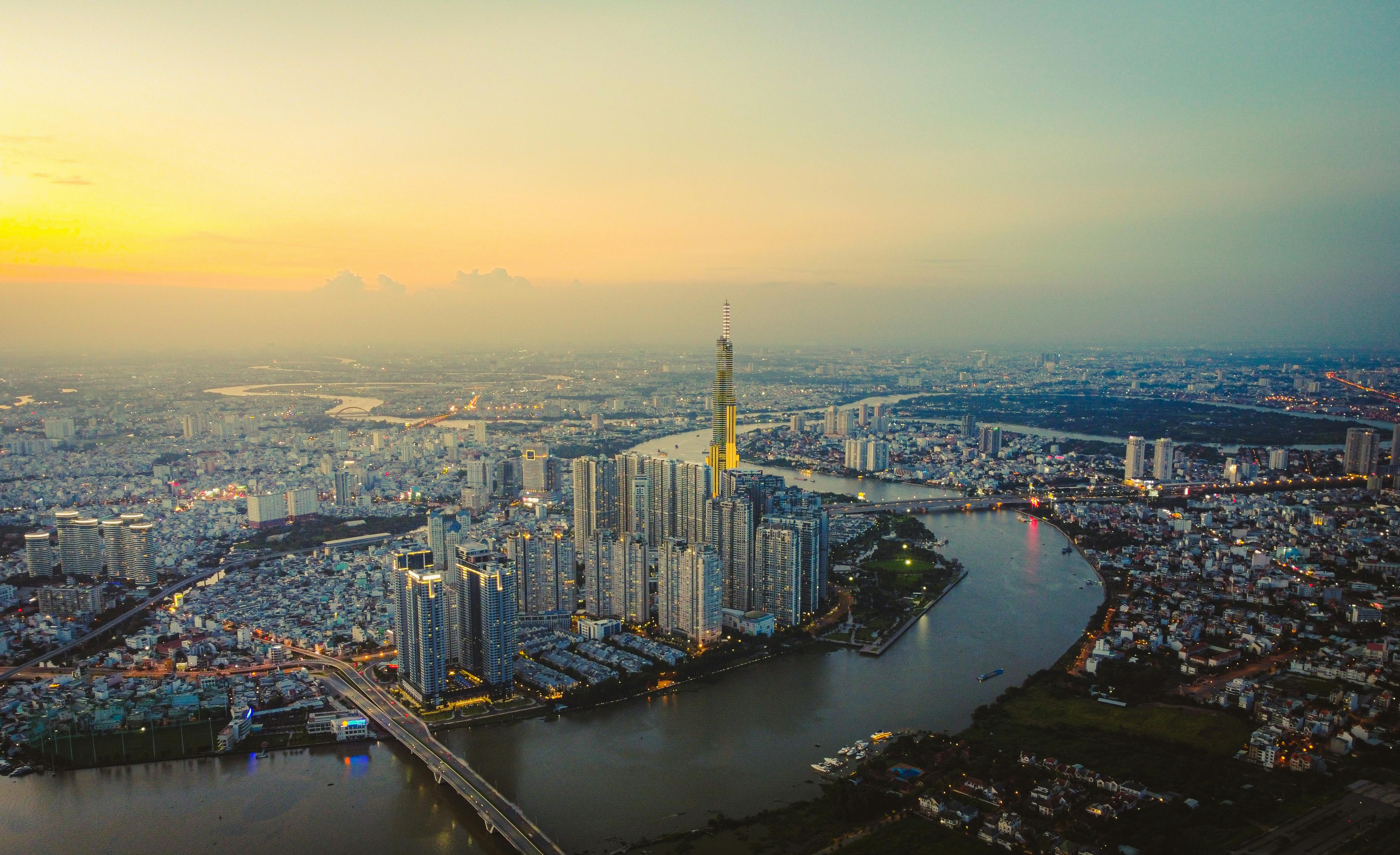 Birds Eye View of Ho Chi Minh at Sunset · Free Stock Photo