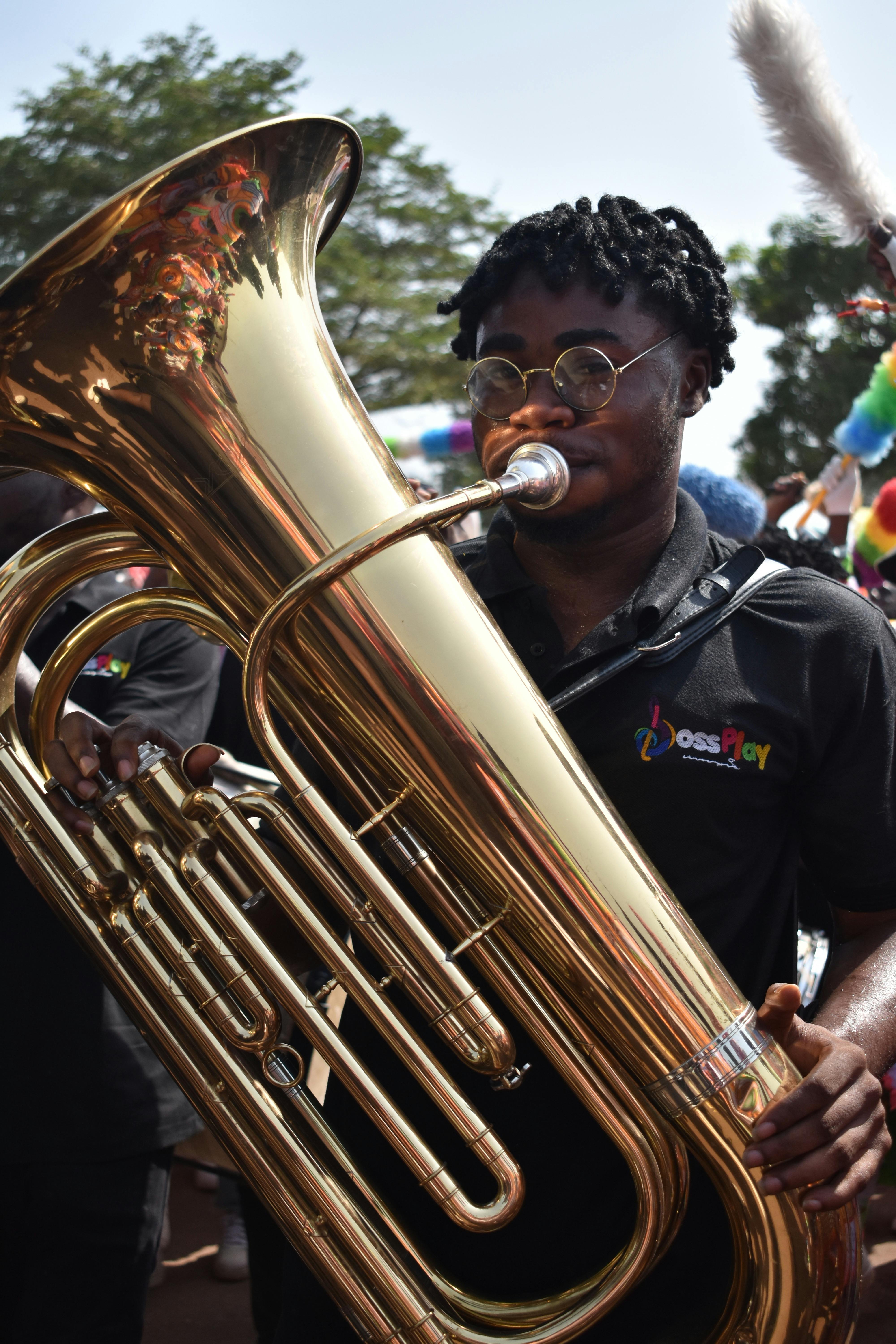 Man Play Tuba at Parade · Free Stock Photo
