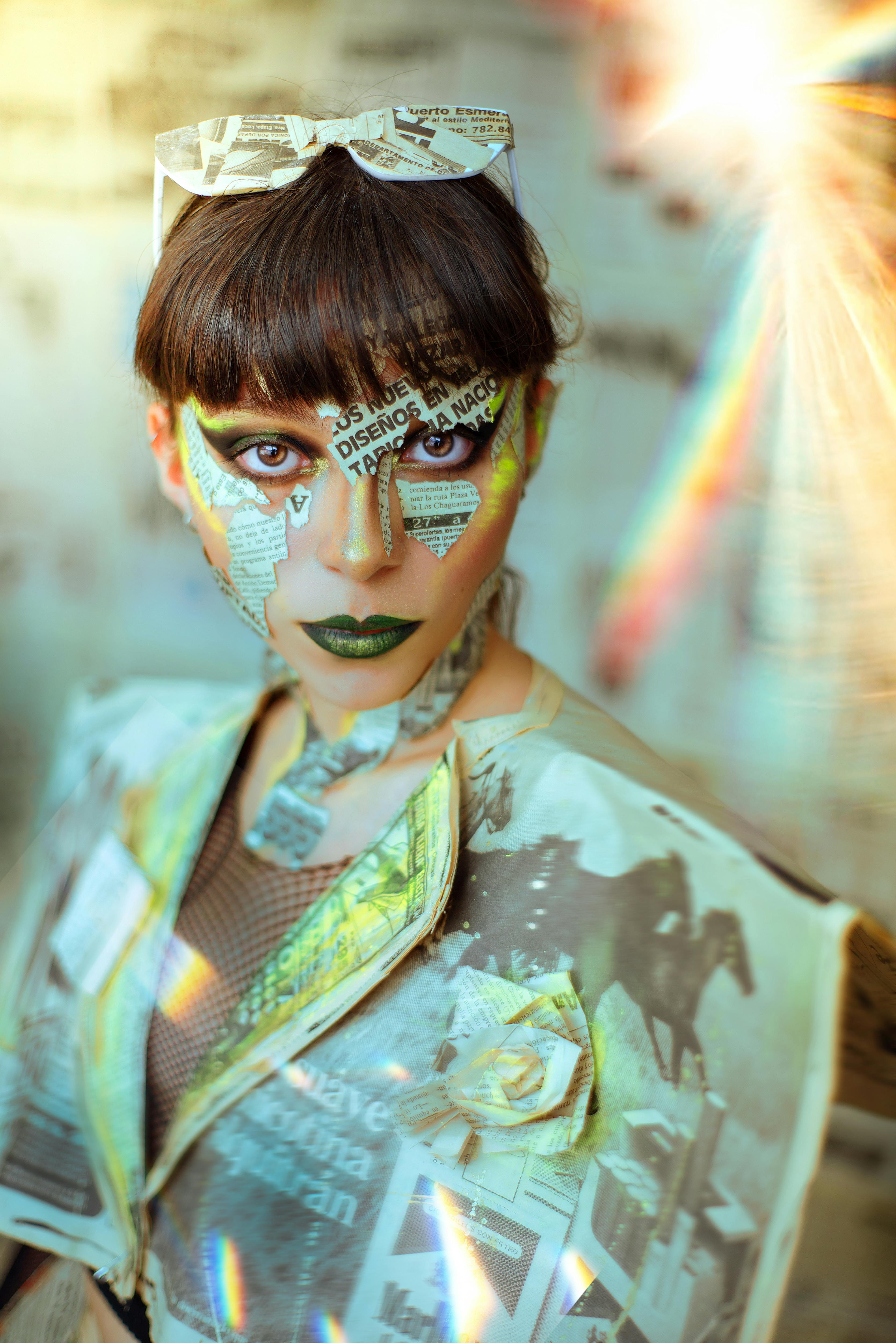 Portrait of Woman with Newspapers Makeup · Free Stock Photo