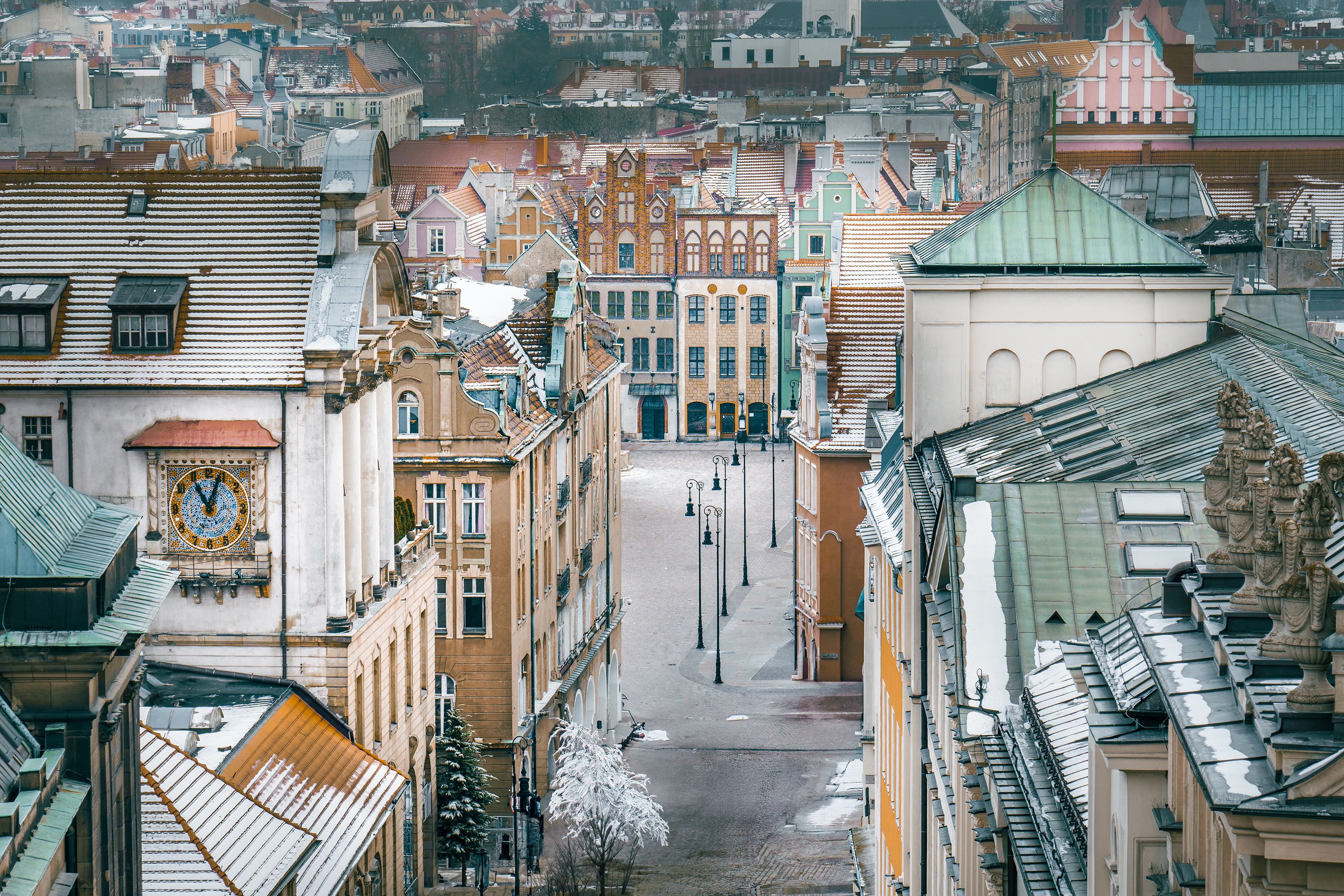 Aerial View of a Historic Market Square in Poznan, Poland · Free Stock ...