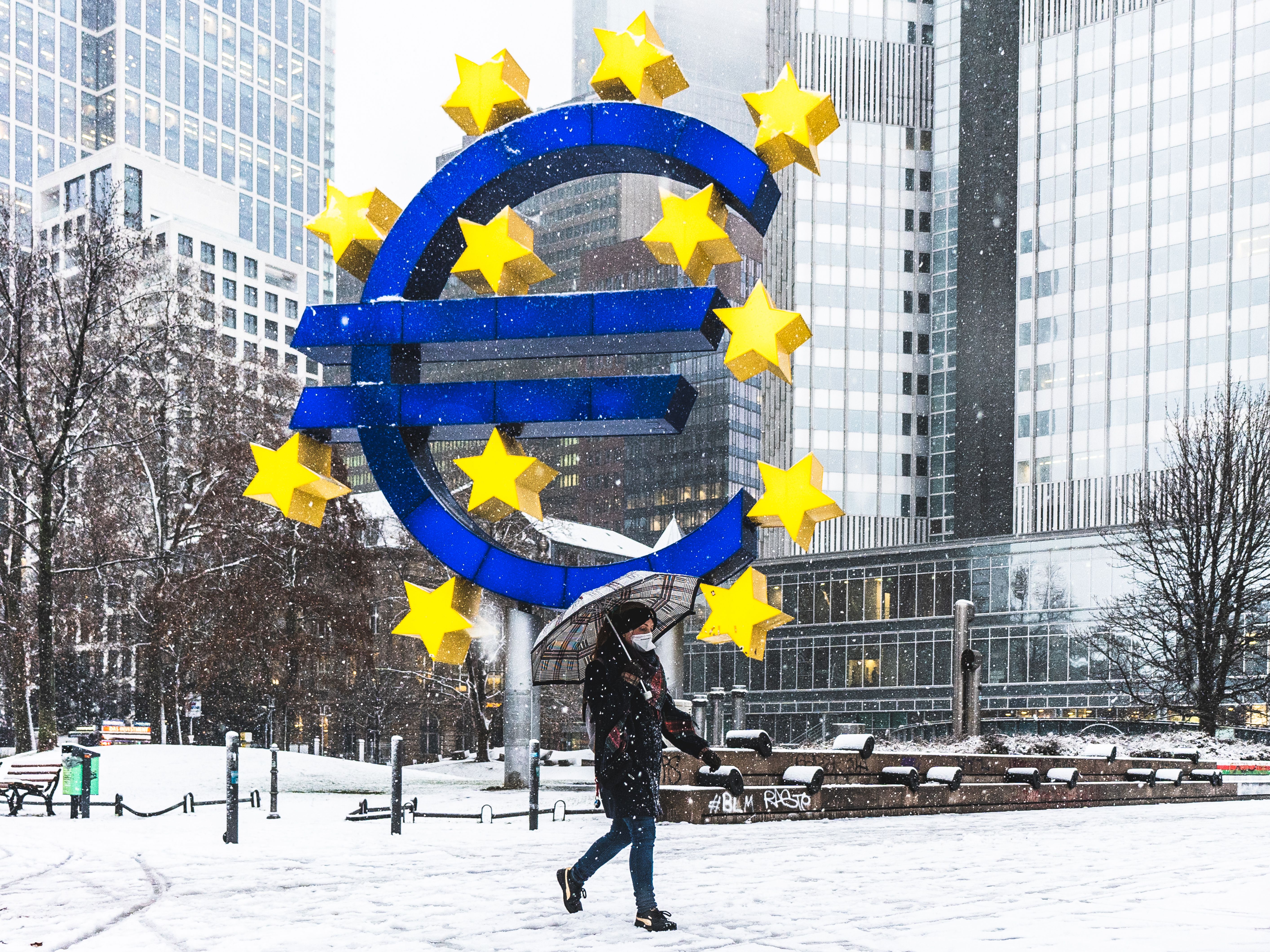 The Euro Symbol in Front of the European Central Bank in Frankfurt am ...