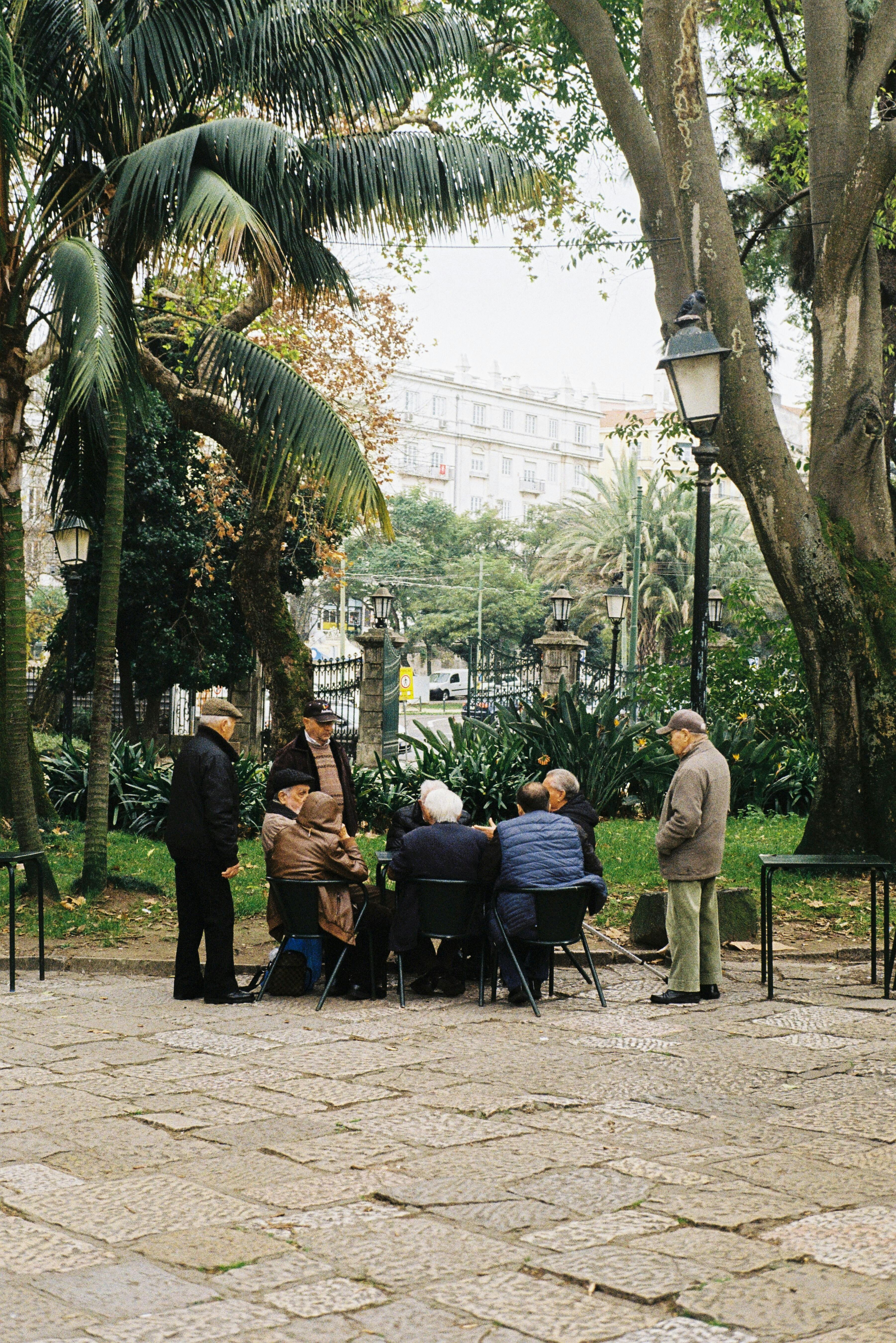 A Group of Men Sitting in a Park · Free Stock Photo