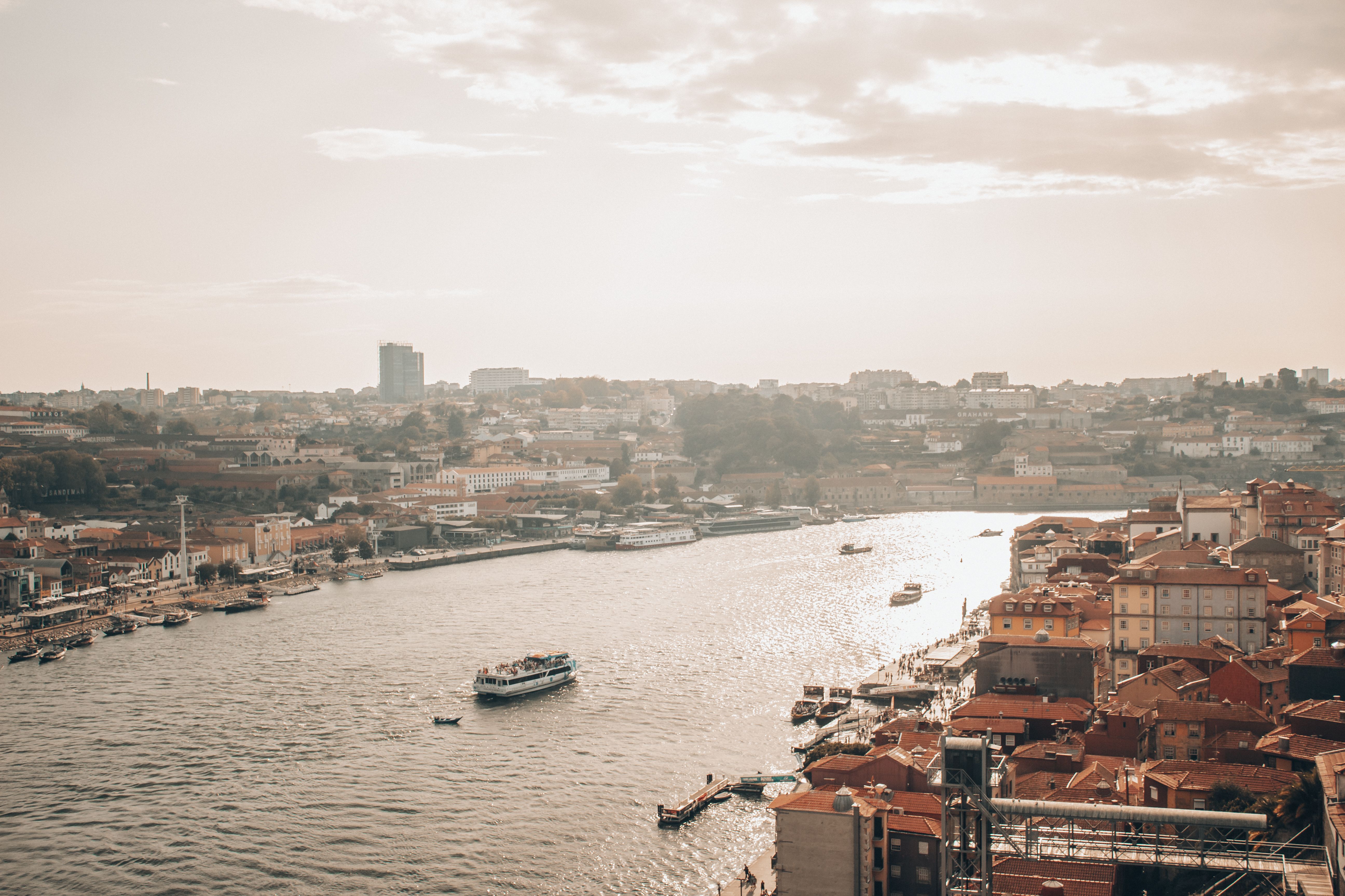 View of the River and Cityscape of Porto from the Dom Luis I Bridge ...