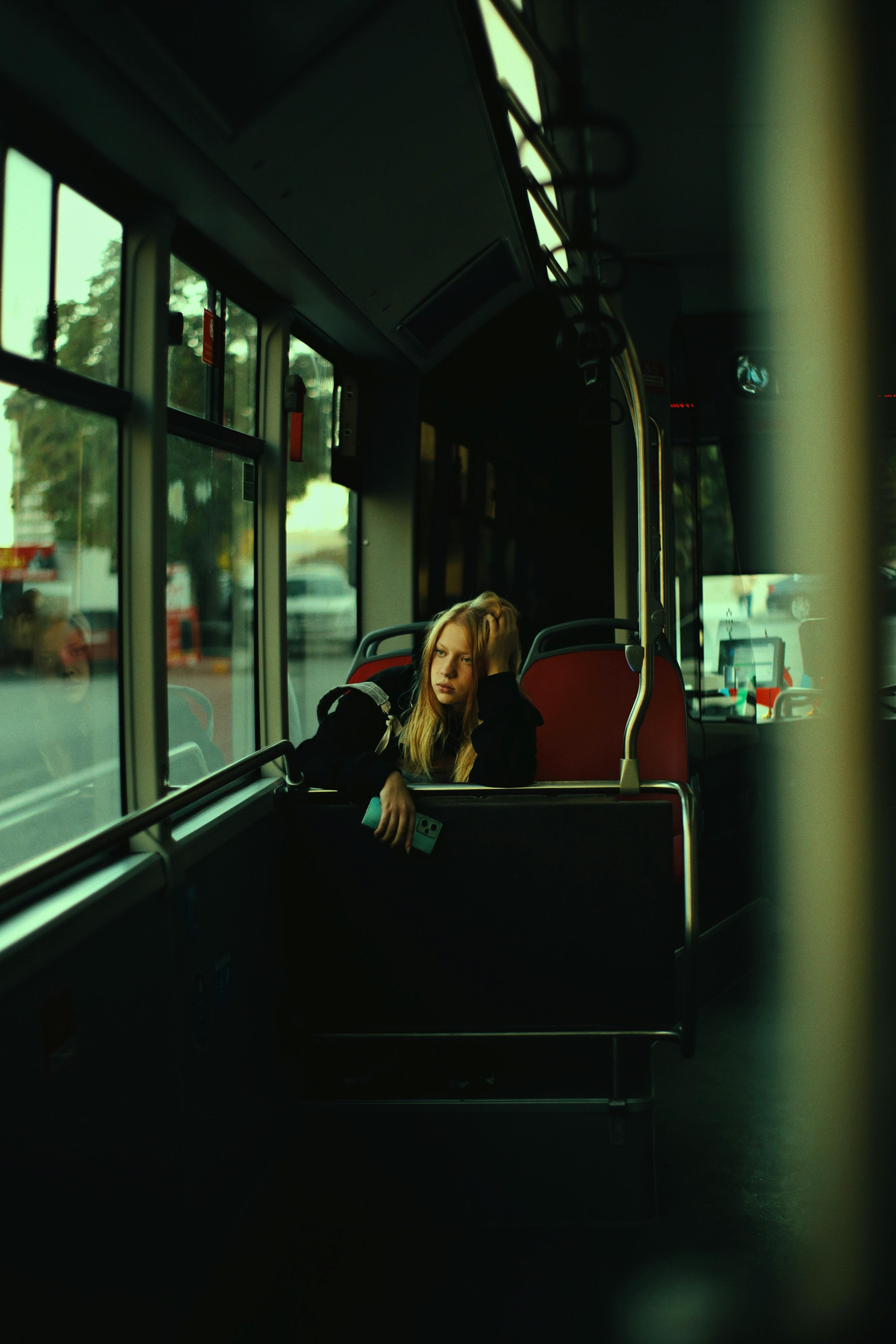 Blonde Commuting by Bus · Free Stock Photo