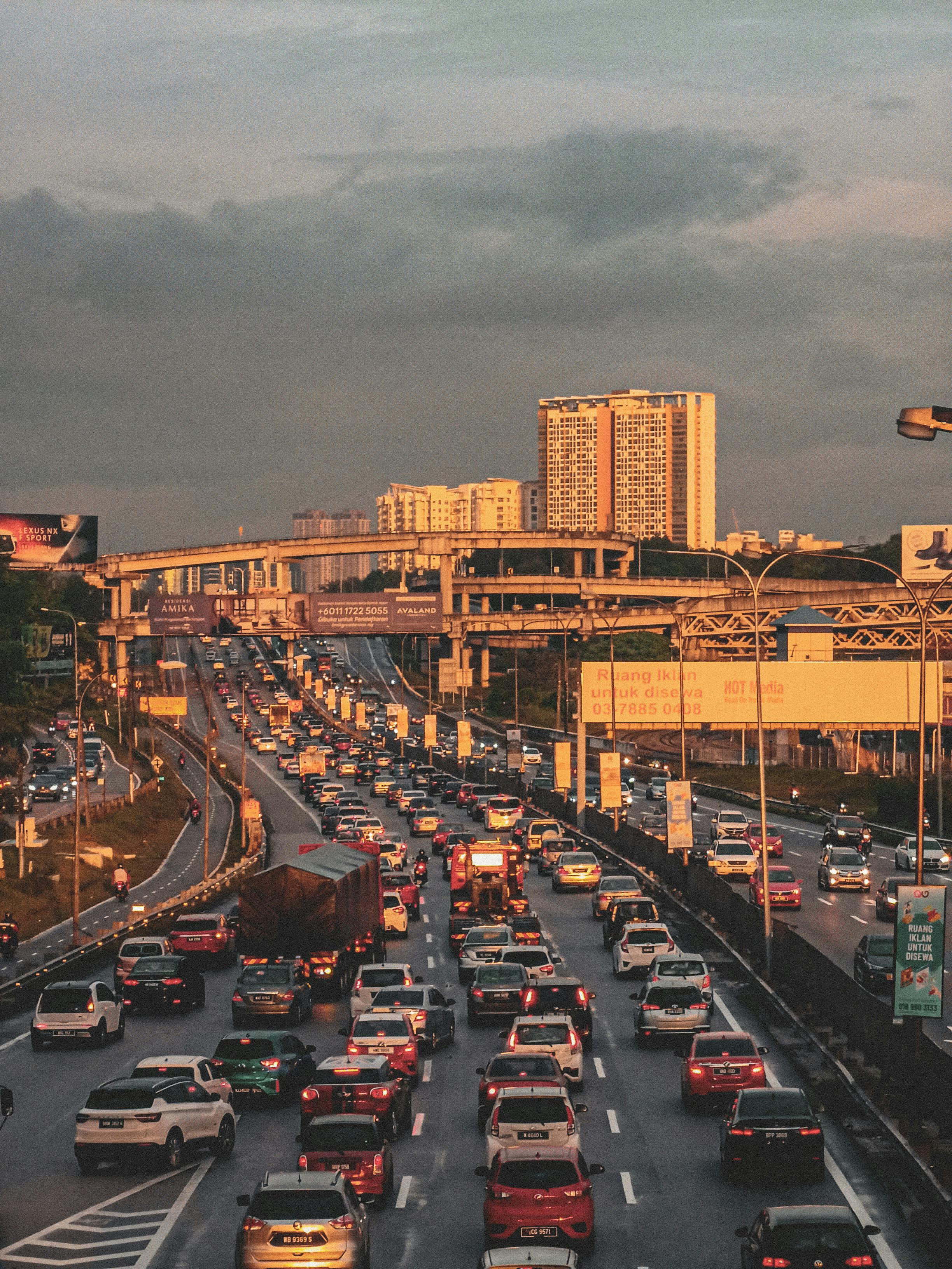 Traffic on the Highway in Kuala Lumpur at Sunset · Free Stock Photo