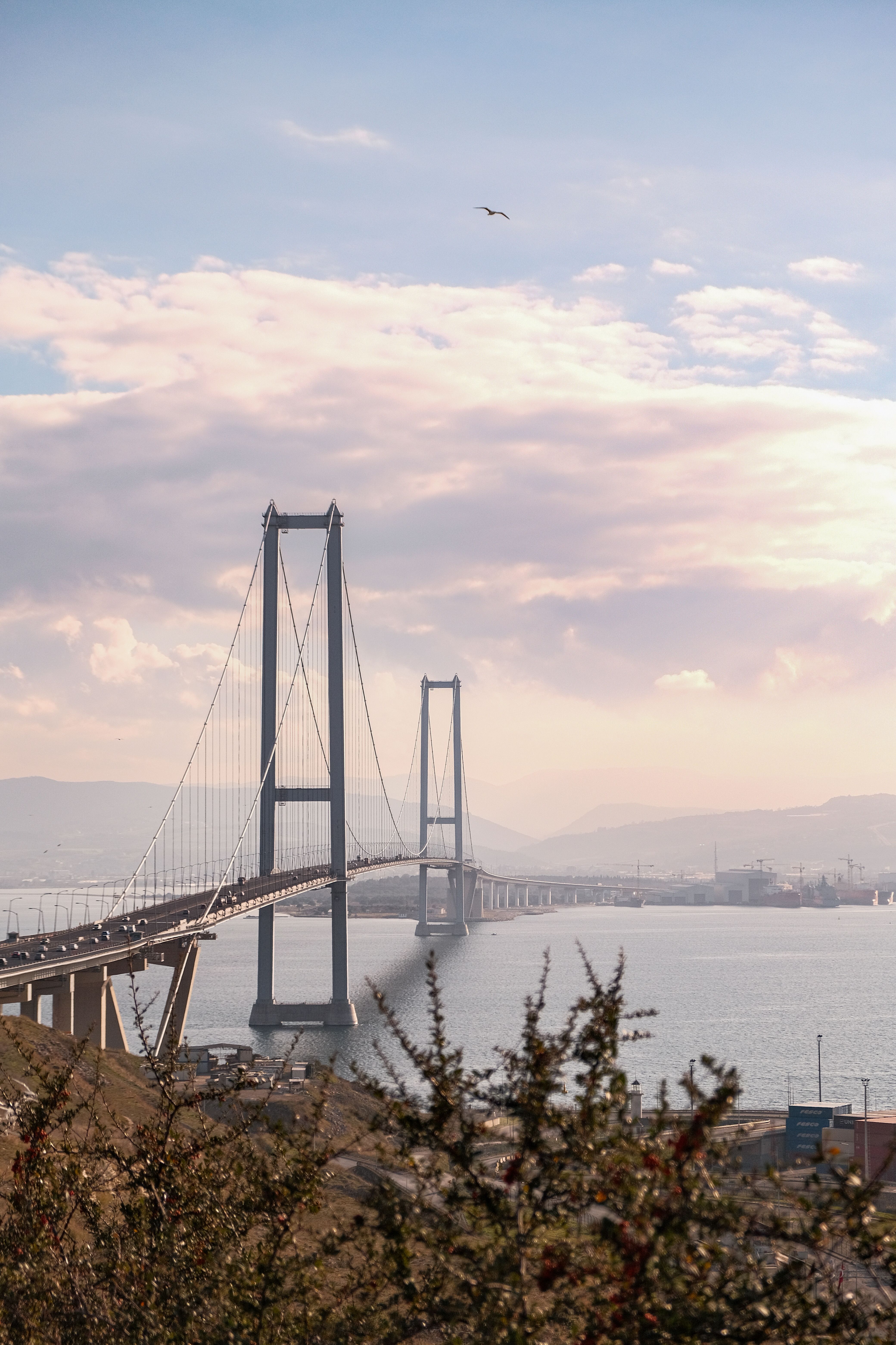 View of the Osman Gazi Bridge Spanning the Gulf of Izmit in Turkey ...
