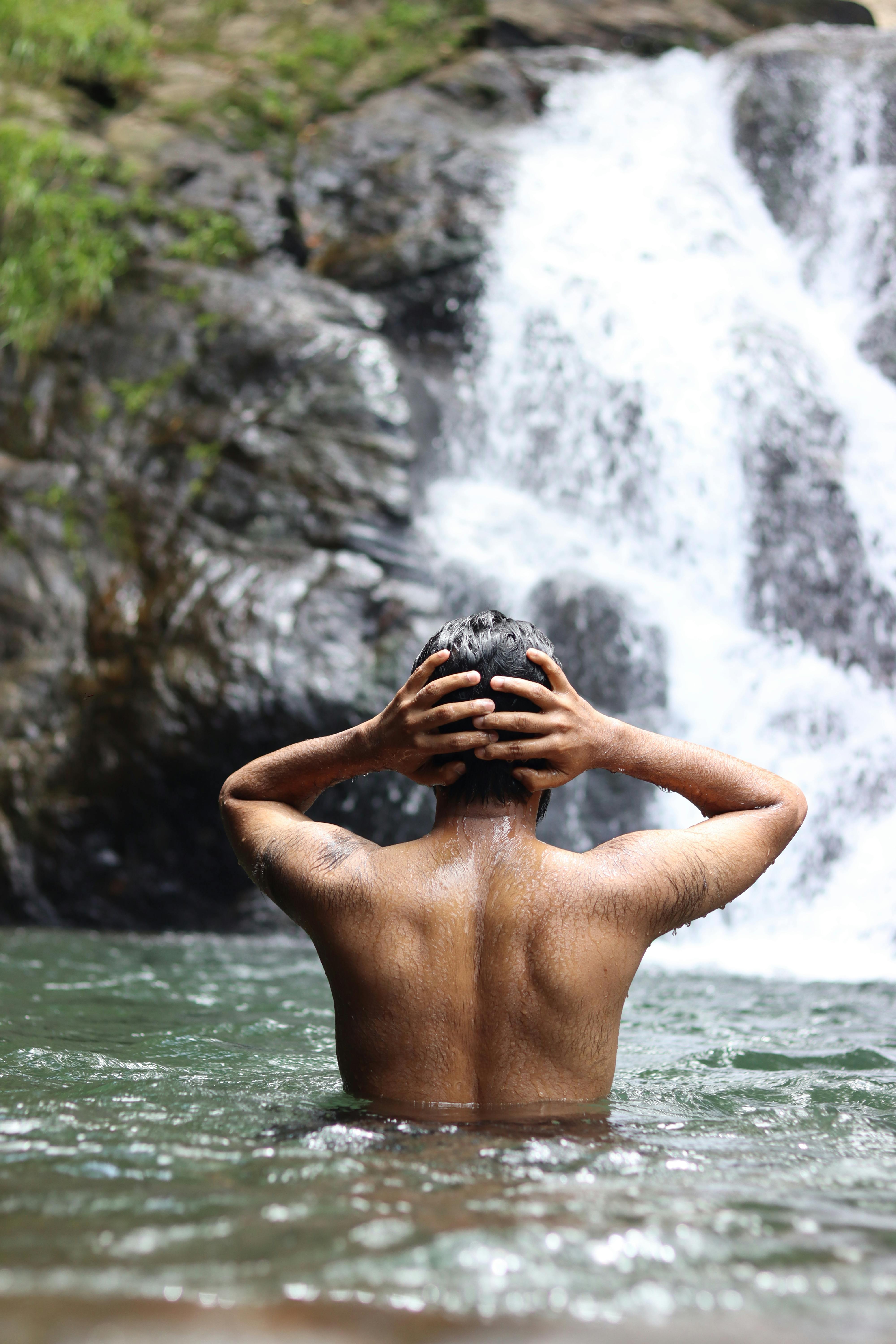 Man Bathing in River · Free Stock Photo