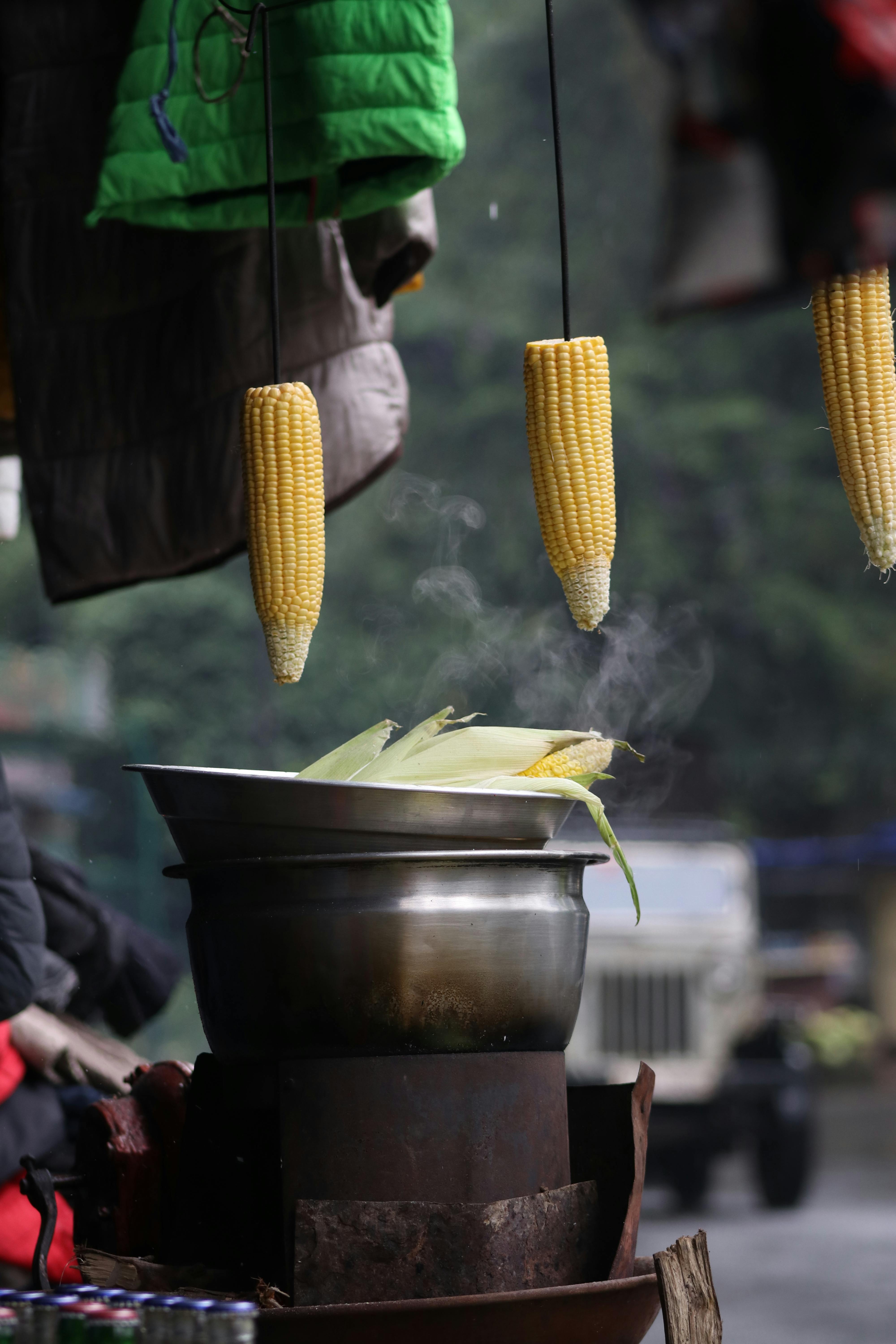 Street Food Stall with Corn · Free Stock Photo