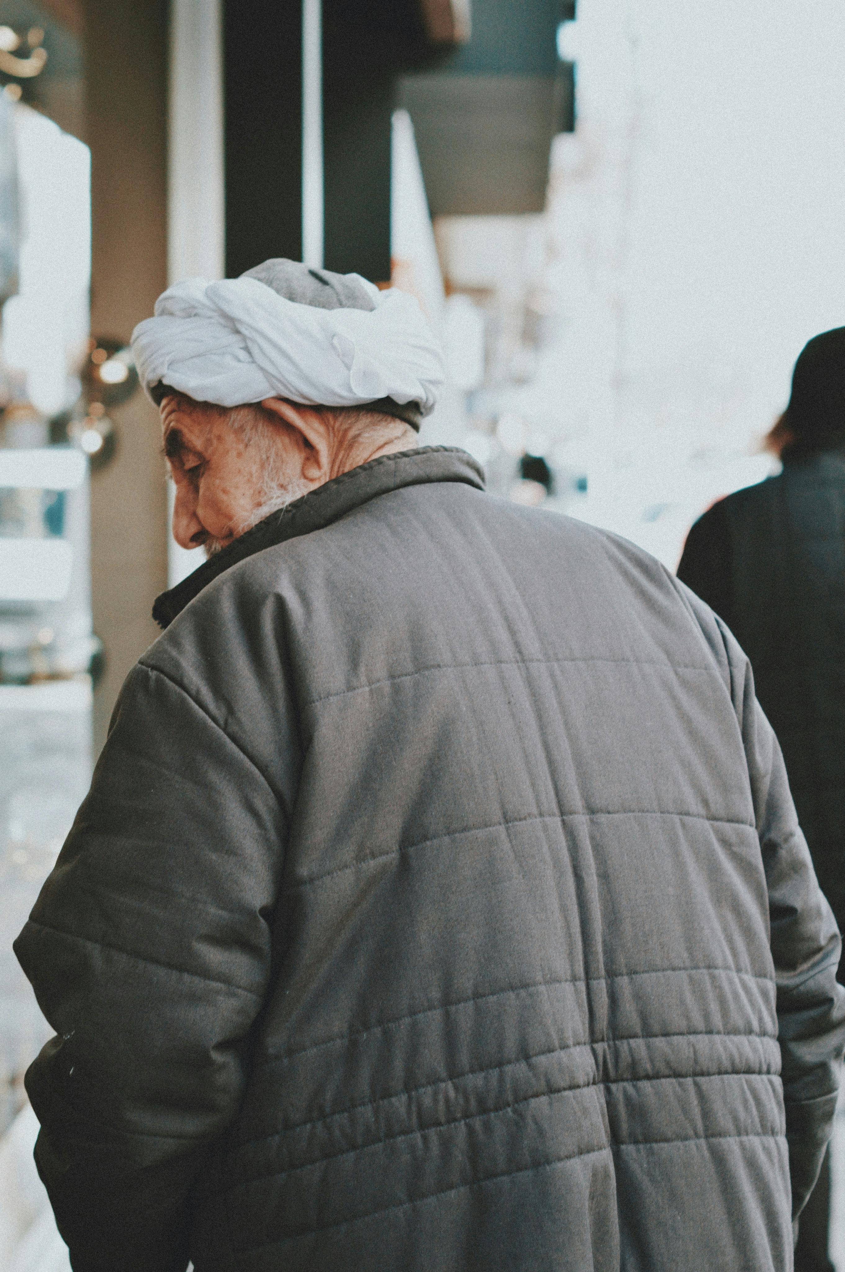Back View of Elderly Man in Jacket · Free Stock Photo